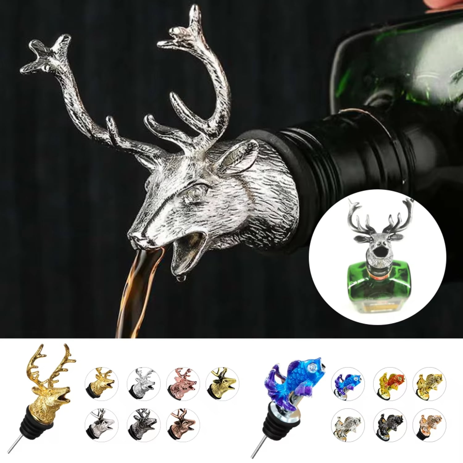 LXJNGSJ Alloy Deer Wine Pourer Stopper for Cocktails Beer and Whiskey ...