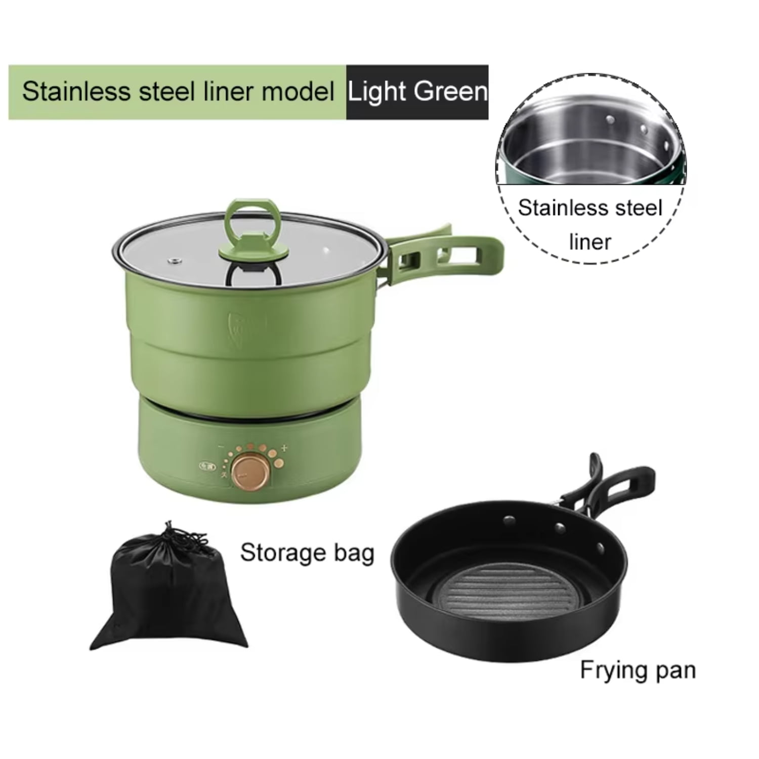 LXJNGSJ Portable 110V/220V Mini Travel Rice Cooker with Split Frying ...