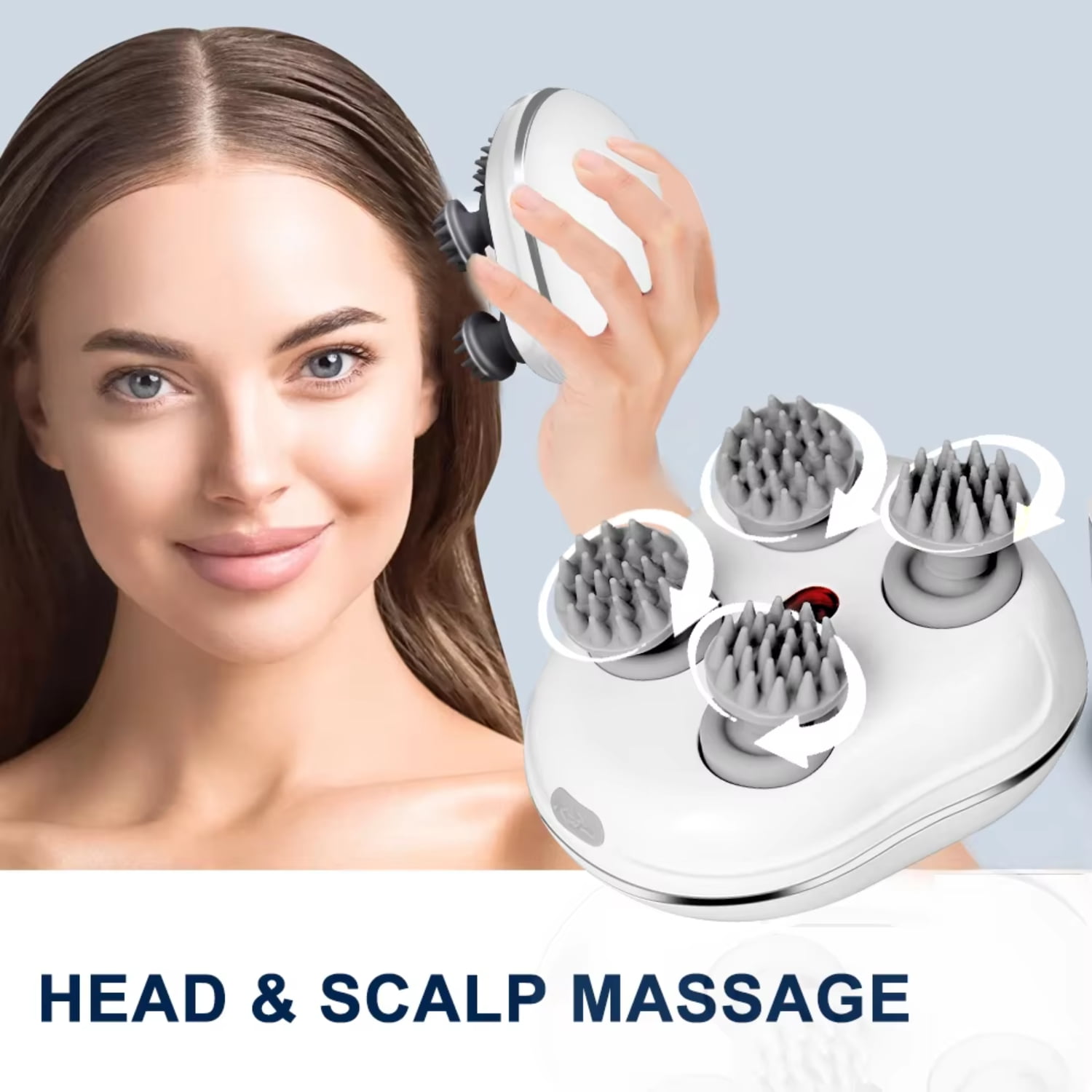 Lxjngsj Soft Silicone Scalp Massager Red Light Kneading Vibration Promoting Hair Growth Stress