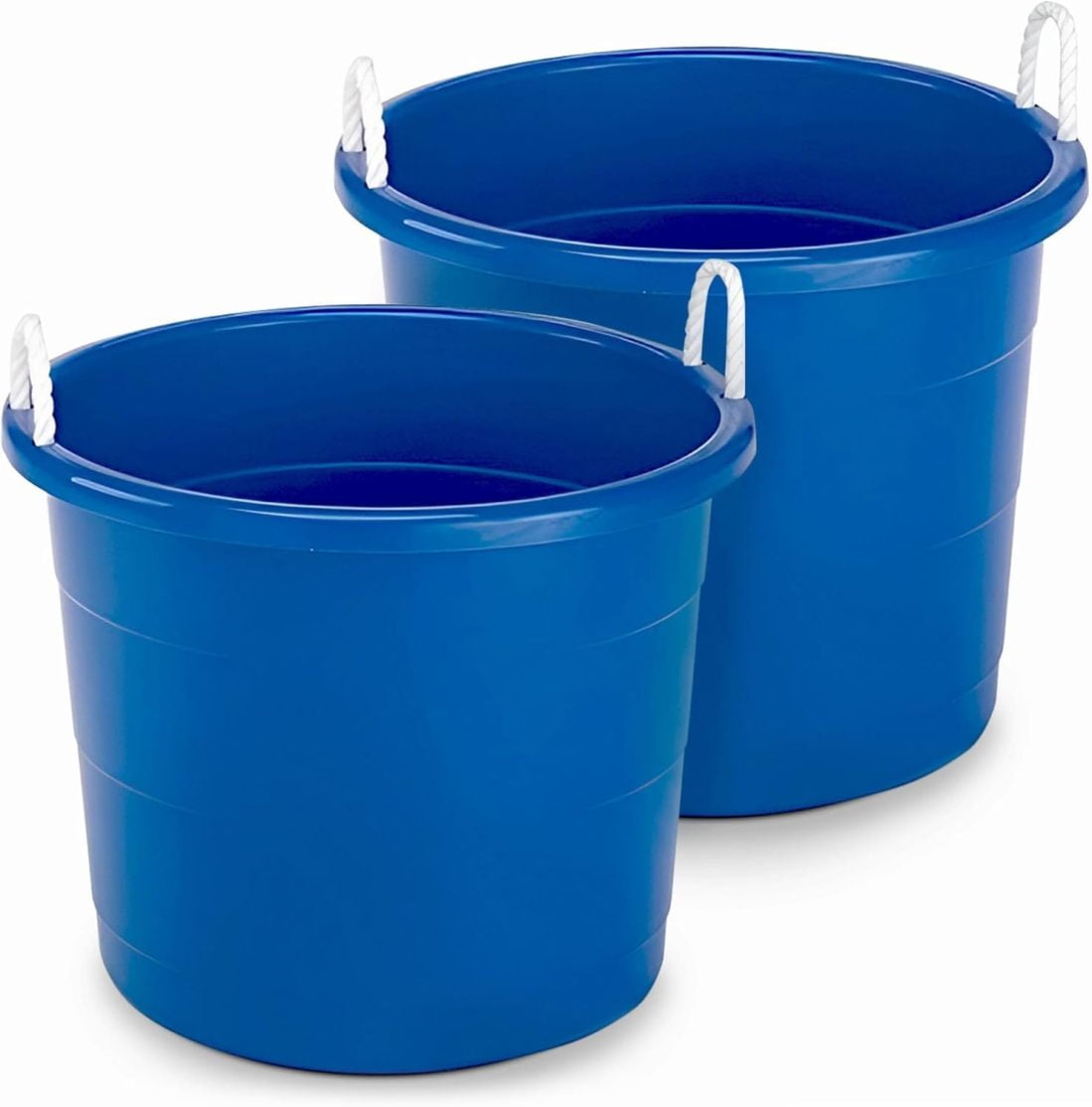 LXLP 2-Pack Utility Tub, Large Plastic Storage Bucket with Rope Handles ...
