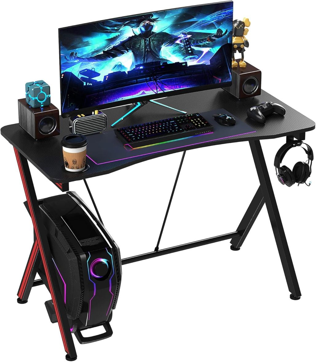 LXLP 41 inch Gaming Computer Desk, Home Office Gamer Table Workstation ...