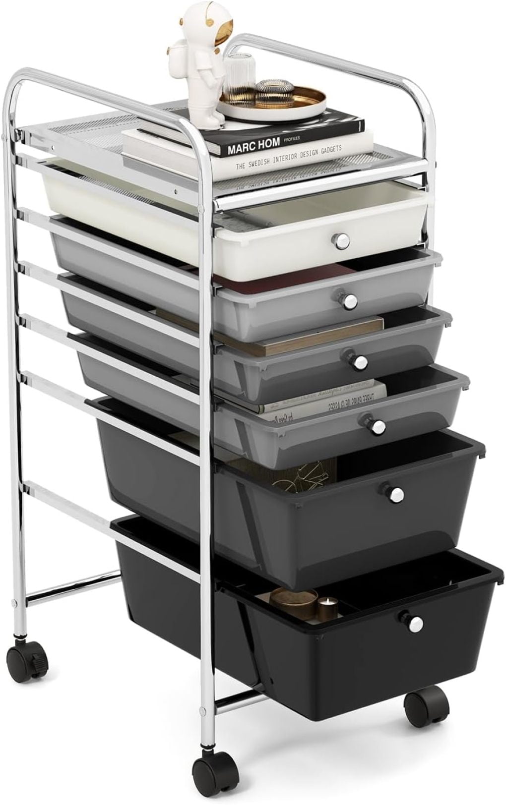 LXLP 6-Drawer Rolling Storage Cart, Multifunctional Art Craft Organizer ...
