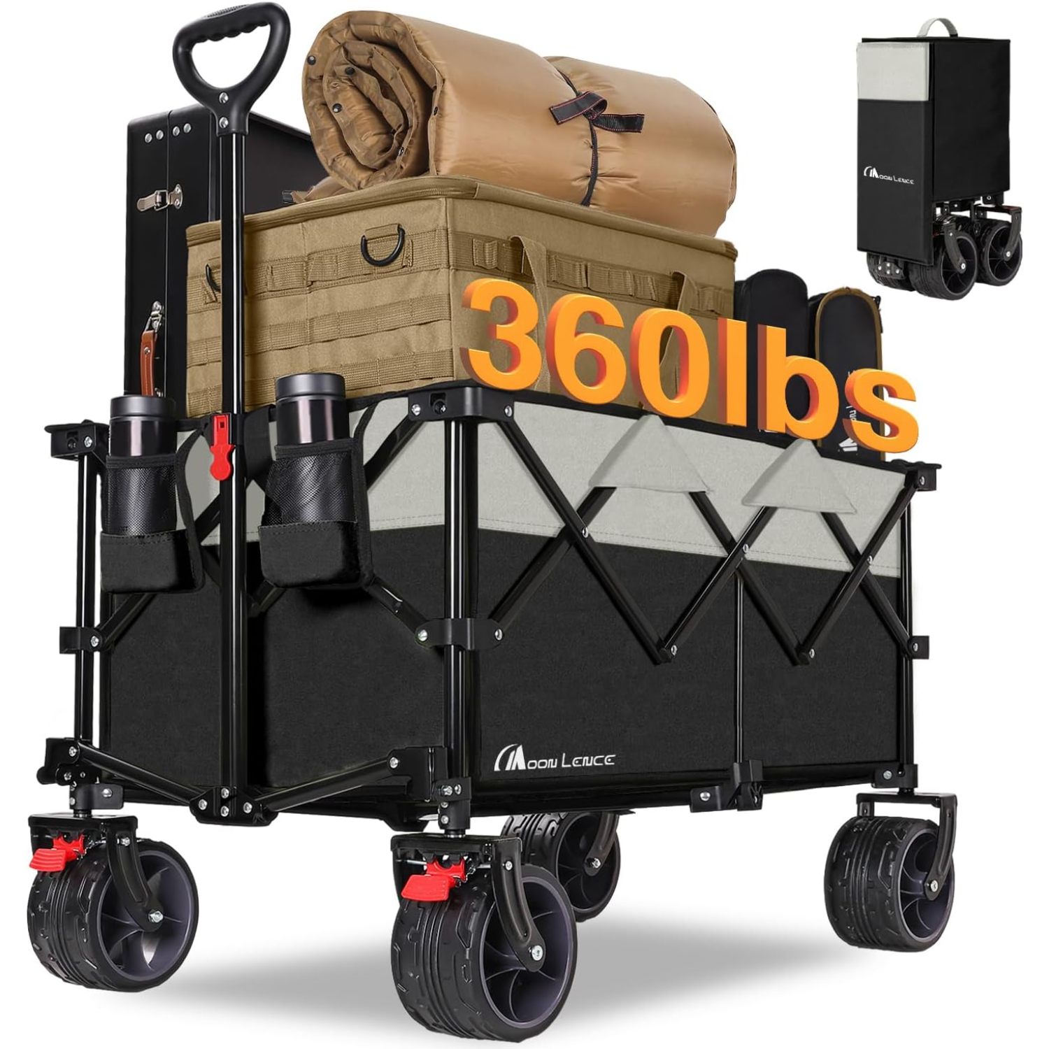 LXLP Collapsible Foldable Wagon Cart, 220L Large Weight Capacity ...