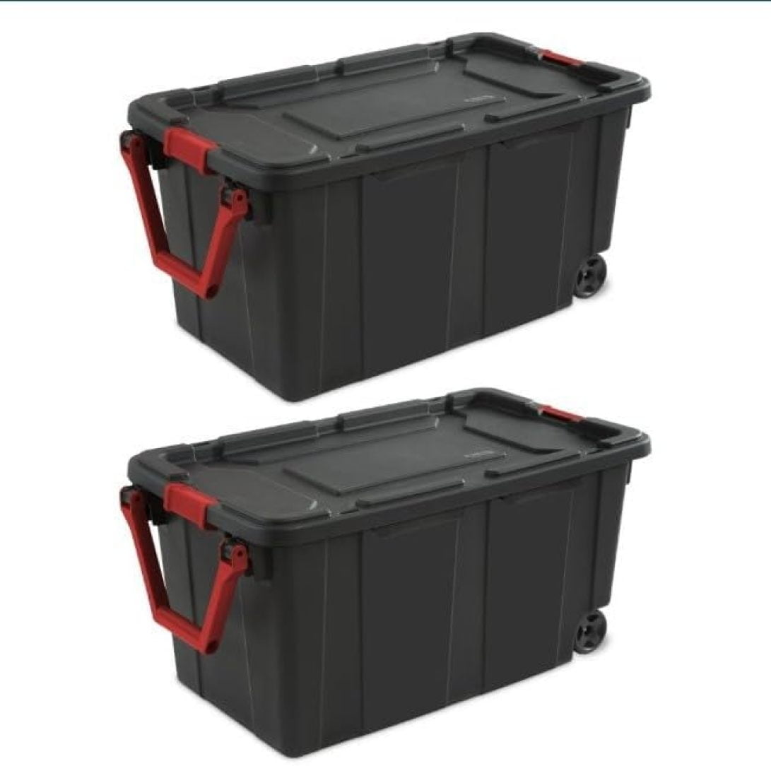 LXLP Modern Plastic & Metal 40 Gallon Lidded Home Storage Bins ...