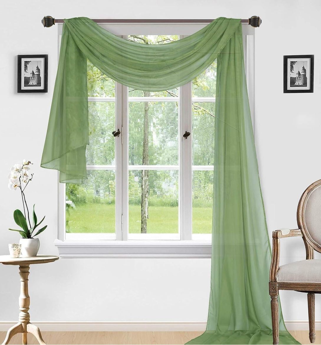 LXLP Window Scarf Valance Curtains - Extra Long Sheer Valances for ...