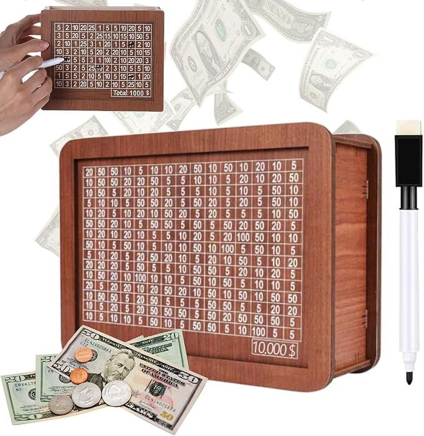 LXPAM 2025 New Wooden Savings Challenge Box,Boasting 1 Marker and 5 ...