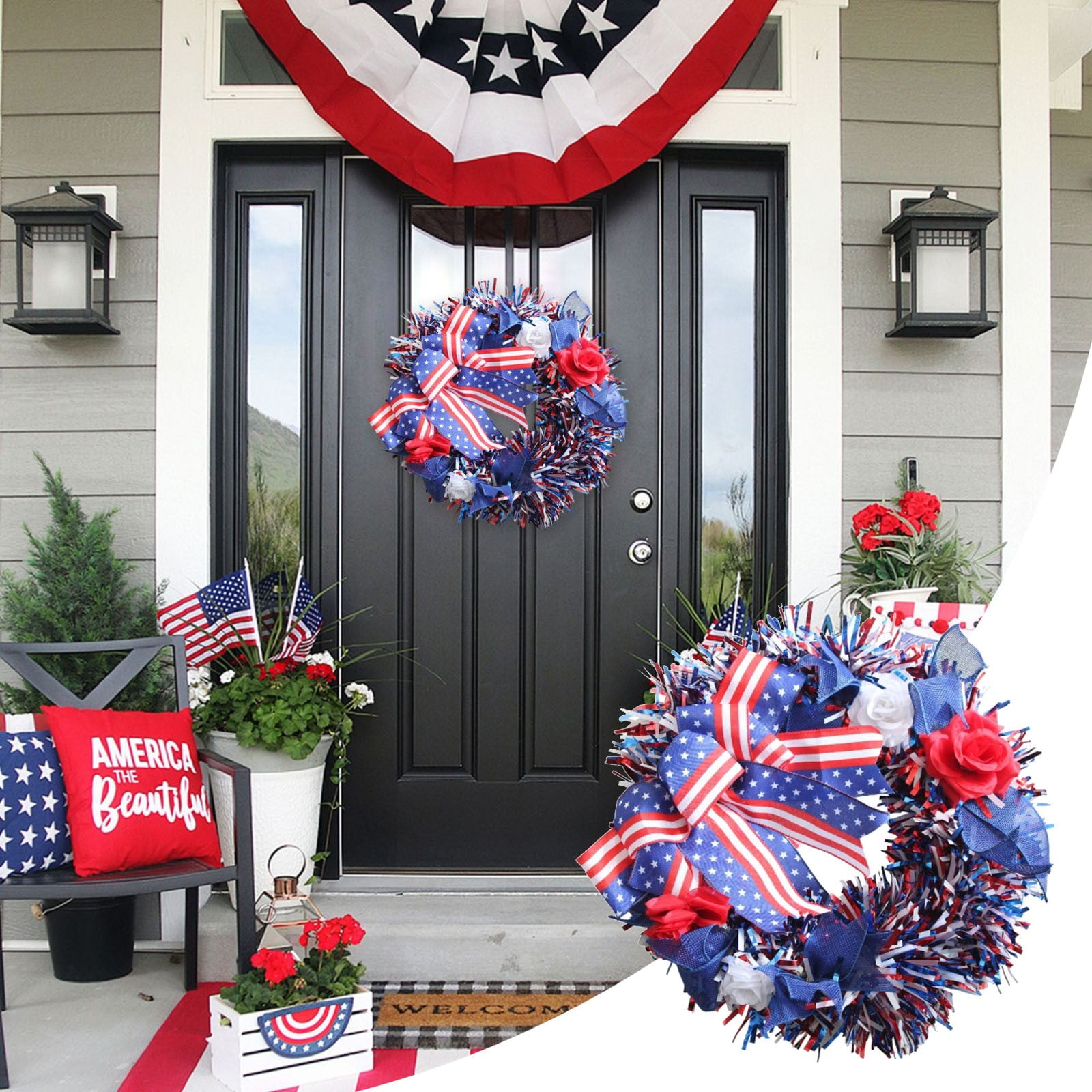 LXUVQ Memorial Day Wreaths 4th of July Wreath Patriotic Wreaths for ...