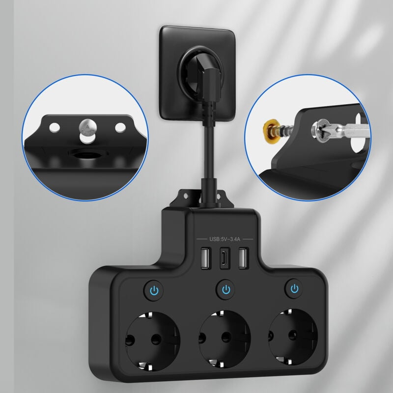 LXW Multiple Socket with Individual Switch, Electric Power Strip with ...