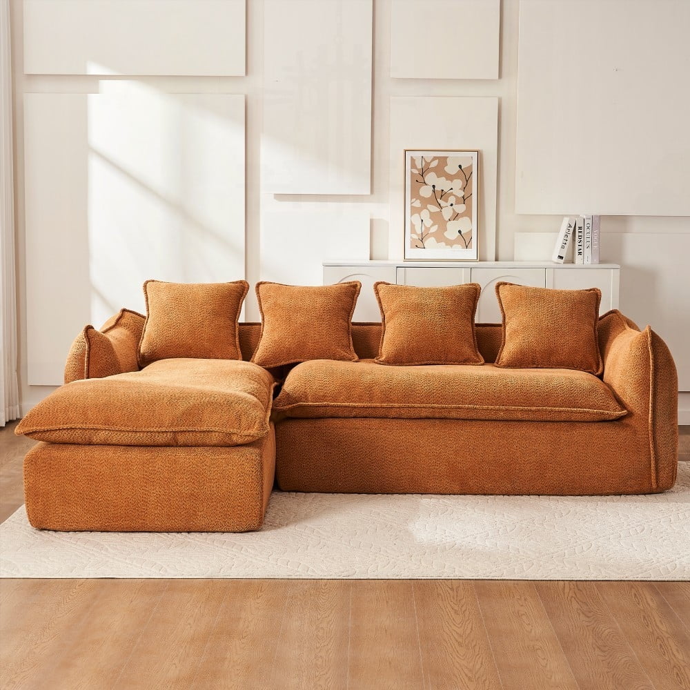 Modern Simple Tech Fabric 3-Seater Sofa 220cm with Wide Armrests and ...