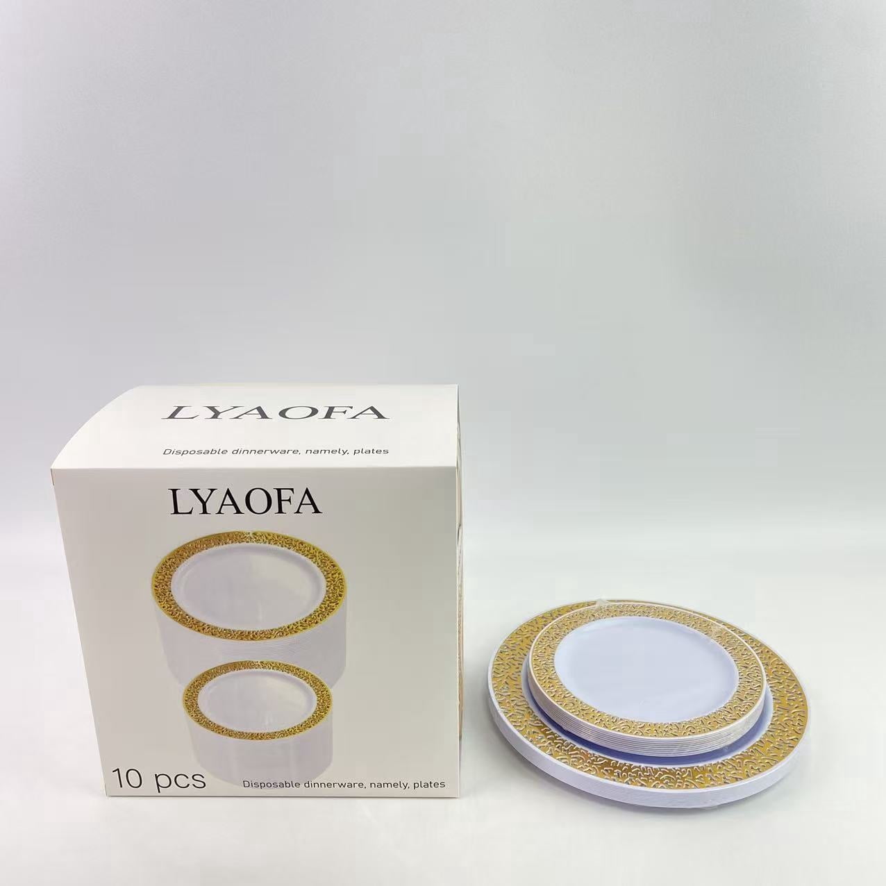 LYAOFA Meal mates Disposable dinnerware, namely, plates,Gold Plastic ...