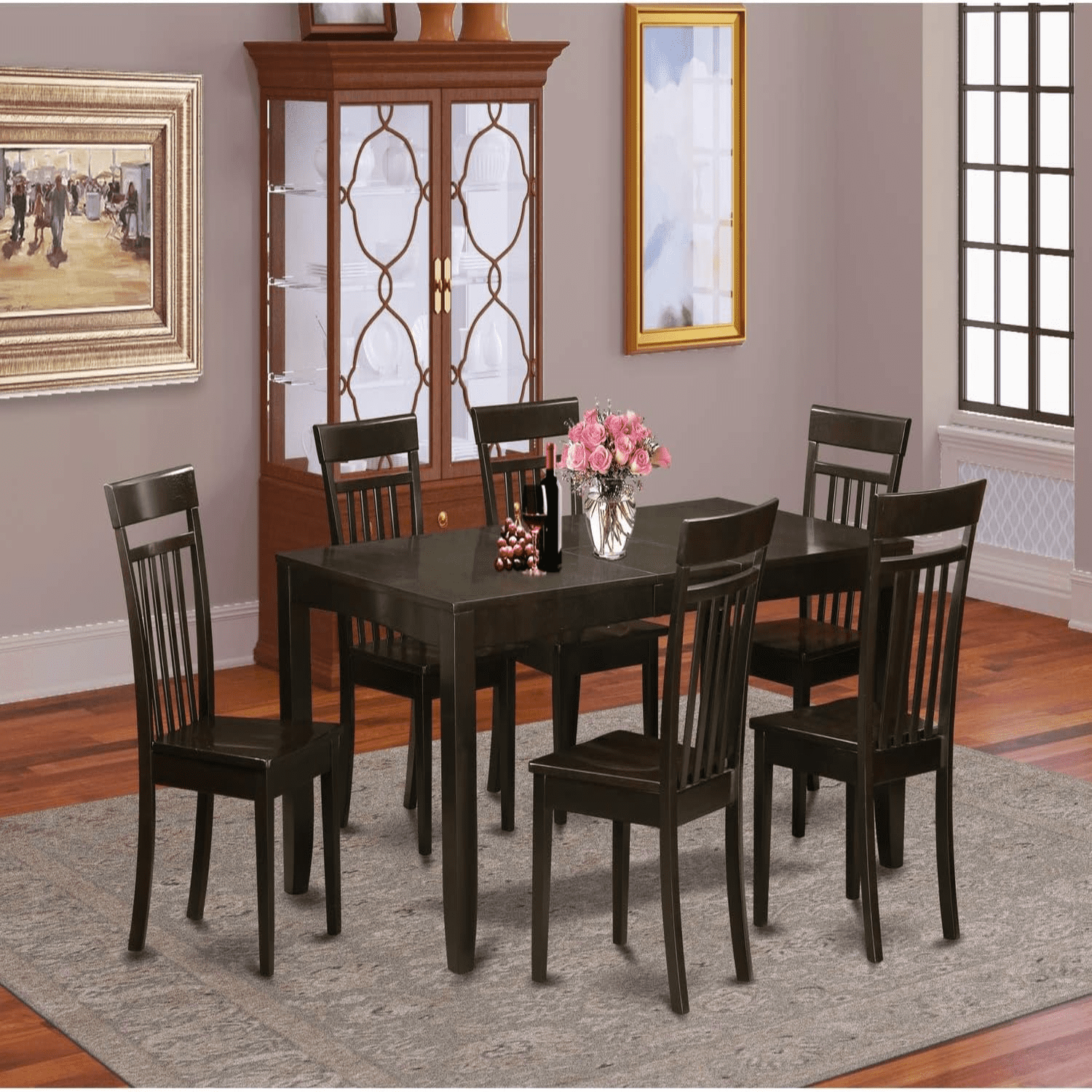 LYCA7-CAP-LC Lynfield 7 Piece Kitchen Set Consist of a Rectangle Wooden ...