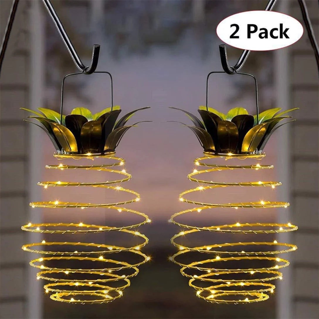 LYCAQL 2 Pack Pineapple Solar Lights Outdoor Solar Lights Hanging Solar ...