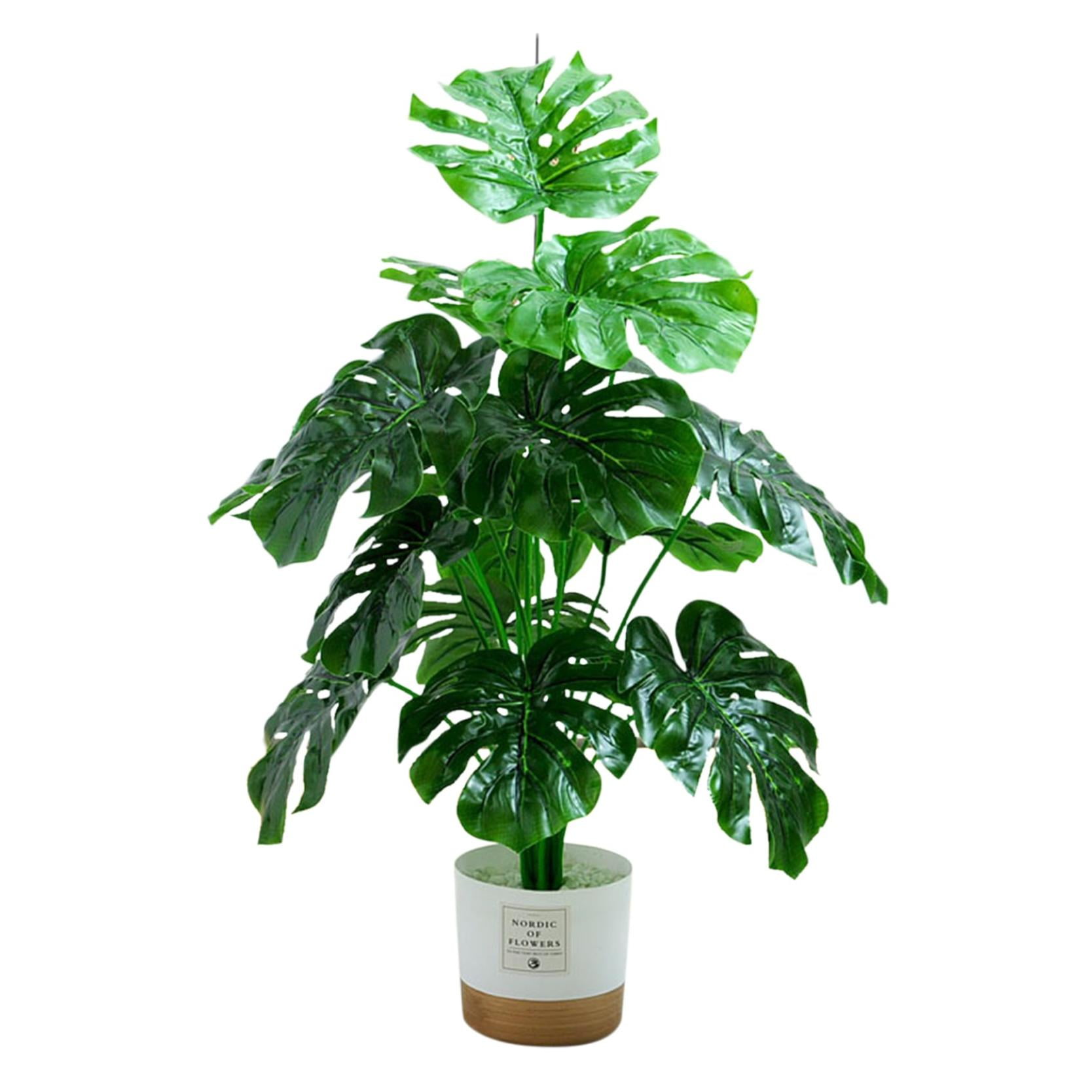 LYCAQL 25.6" 18 Head Large Artificial Monstera with White Pot Indoor ...