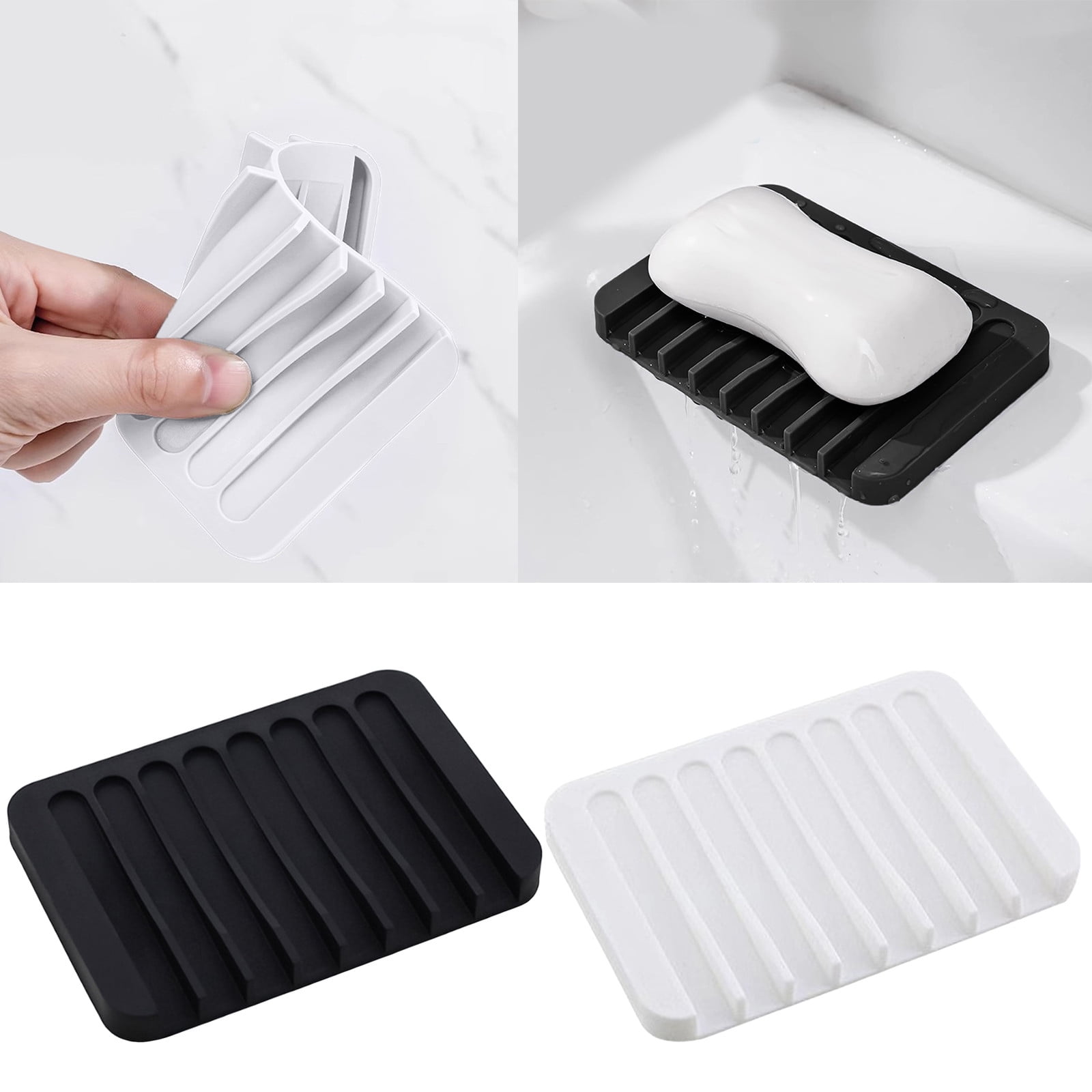 Lycaql 2pcs Self Draining Soap Dishes Silicone Soap Holder And Saver For Shower Bathroom