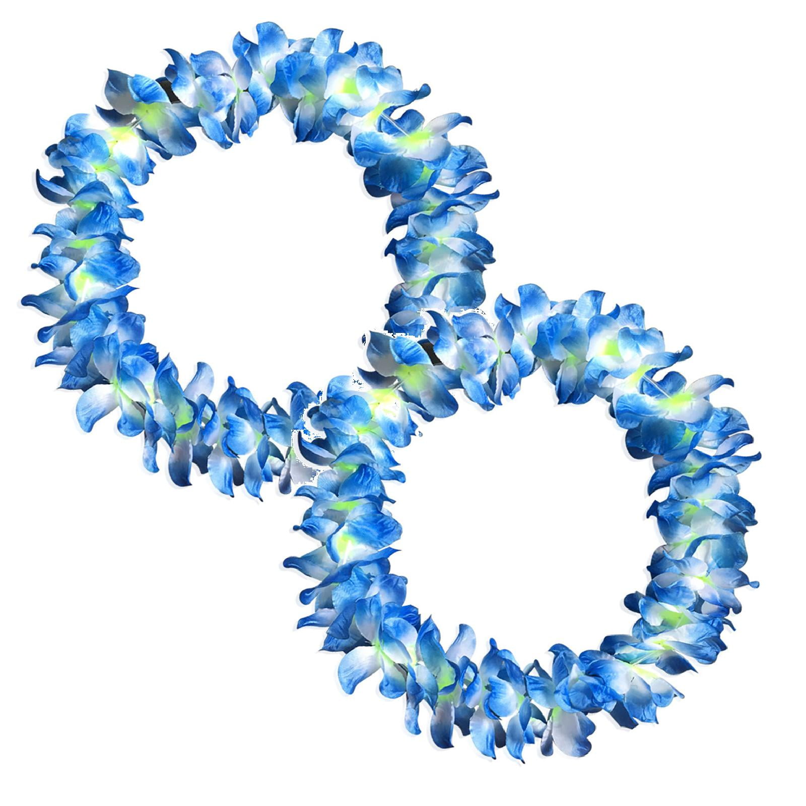 LYCAQL 2pcs Hawaiian Leis Bulk, Luau Party Decorations Silk Flower Leis ...