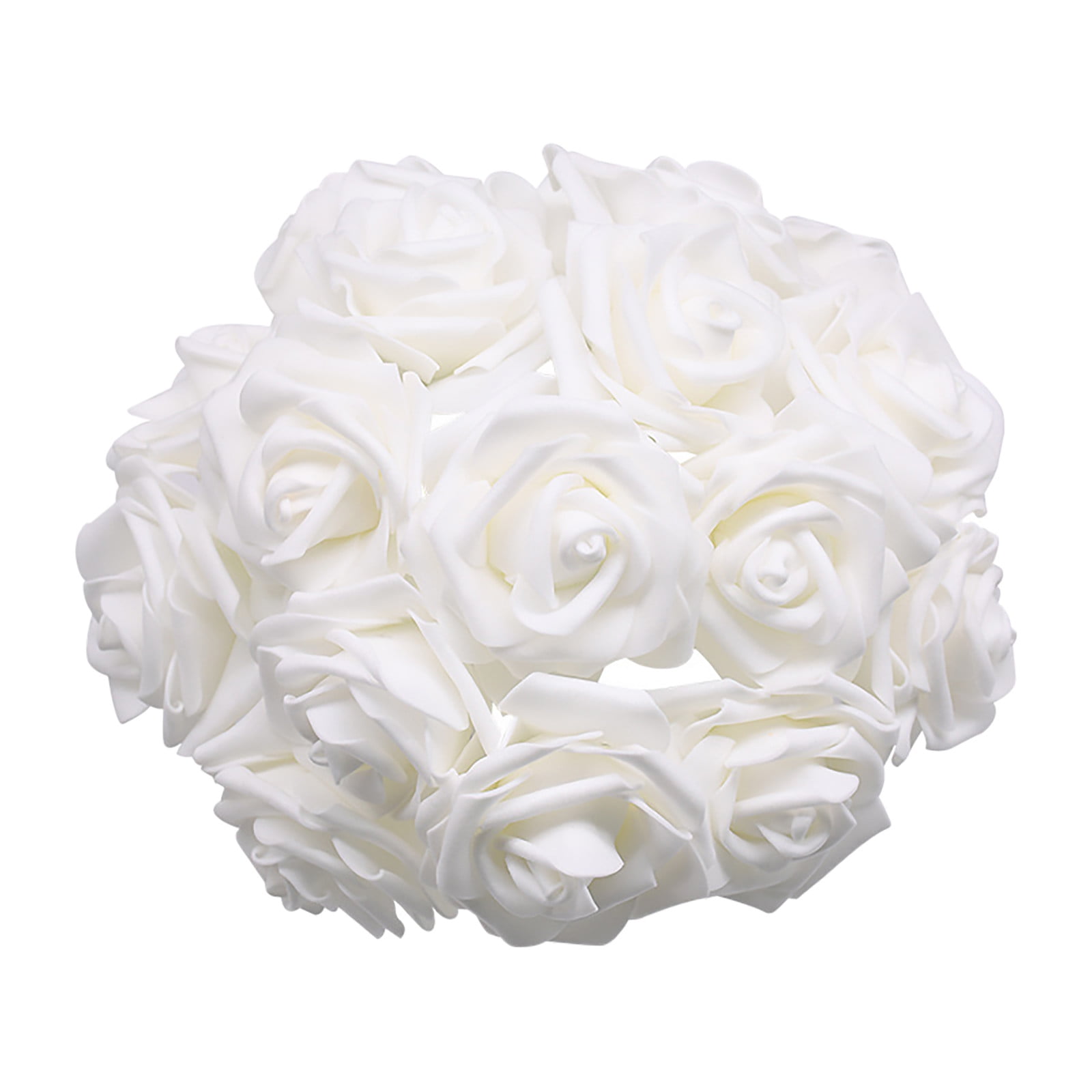 LYCAQL 50 Pack White Artificial Flowers, Bulk Stemless Foam Roses for ...