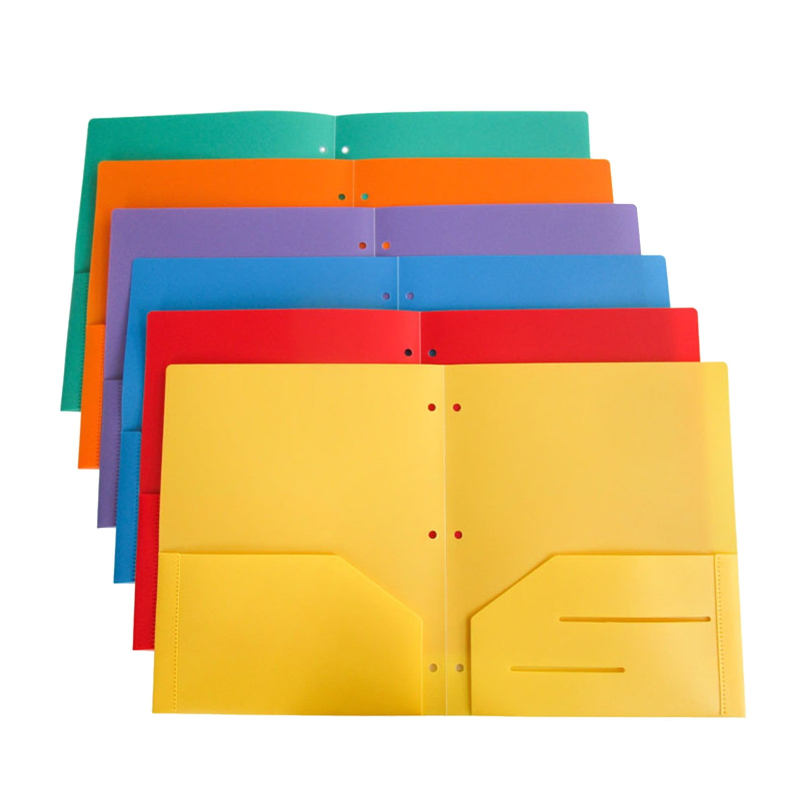 LYCAQL 6PCS 3-Prong Folders with Pockets Random Color Fastener Clips ...