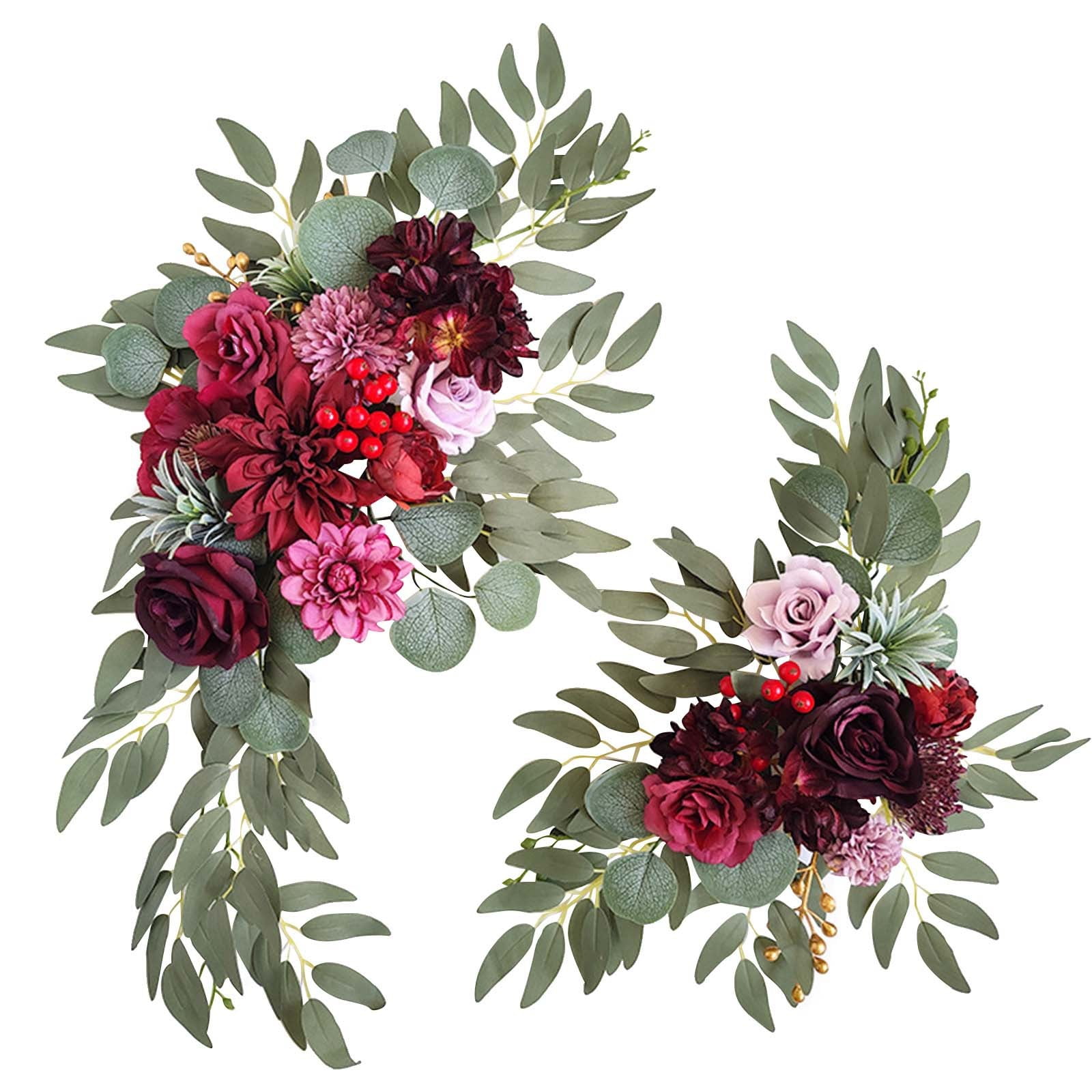 LYCAQL Artificial Flower Swag Set of 2 for Wedding Welcome Sign Floral ...