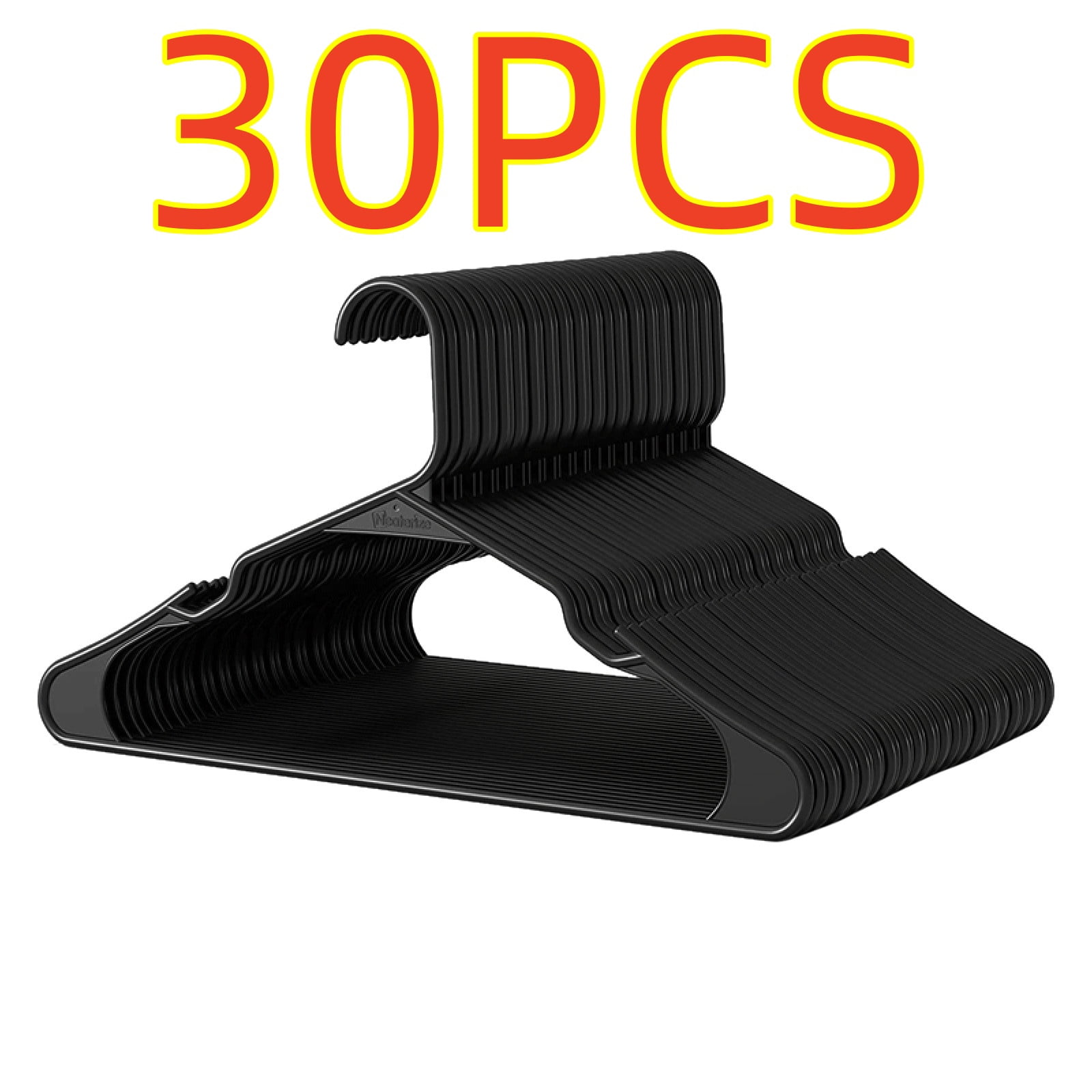 LYCAQL Black Velvet Hangers 30 Pack, Clothes Non-Slip Felt Hangers ...