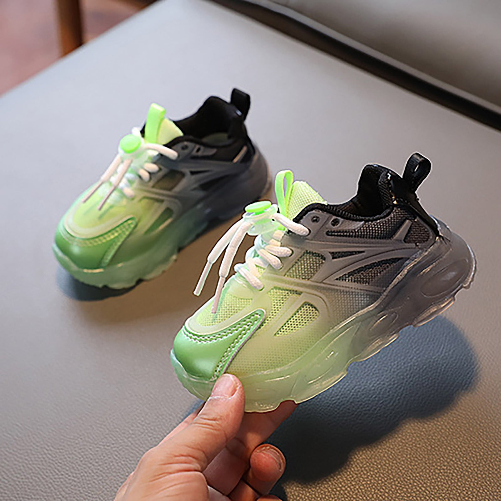 LYCAQL Children's Sneakers Color Gradient Light Shoes Dad Shoes Lace Up ...