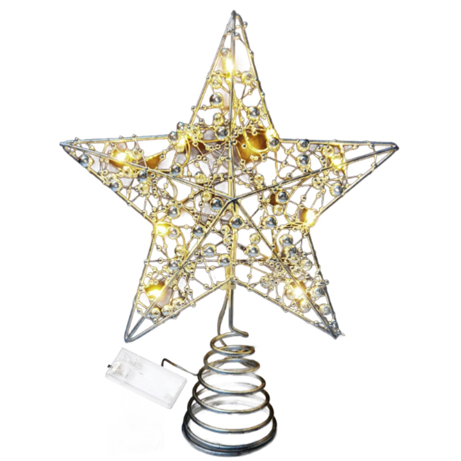 LYCAQL Christmas Tree Topper, 9“ Hollow-out Star Tree Topper with 10 ...