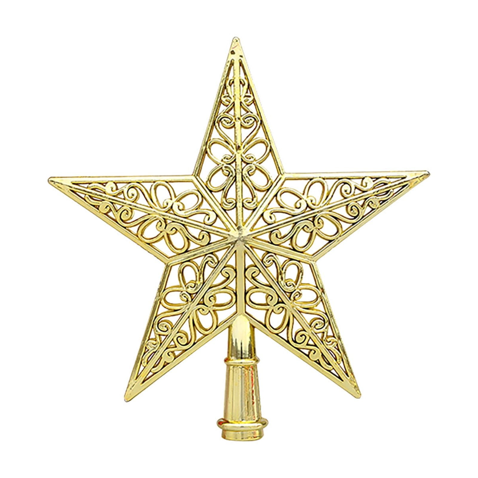 LYCAQL Christmas Tree Topper Glittered Gold Star Hallow Tree Topper for ...
