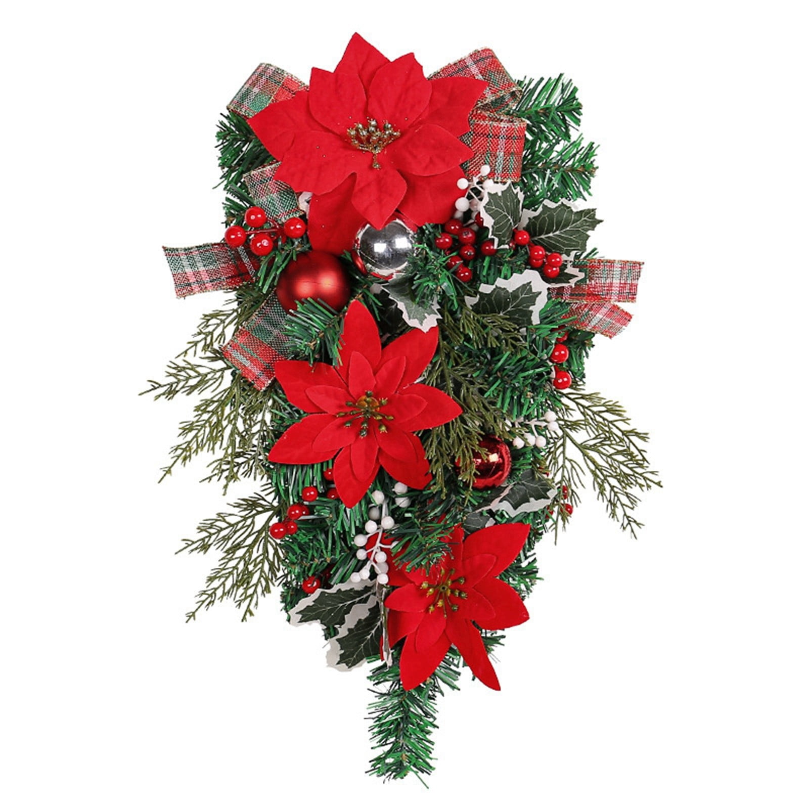 LYCAQL Creative Christmas Wreath Christmas Hanging Upside Down Tree ...