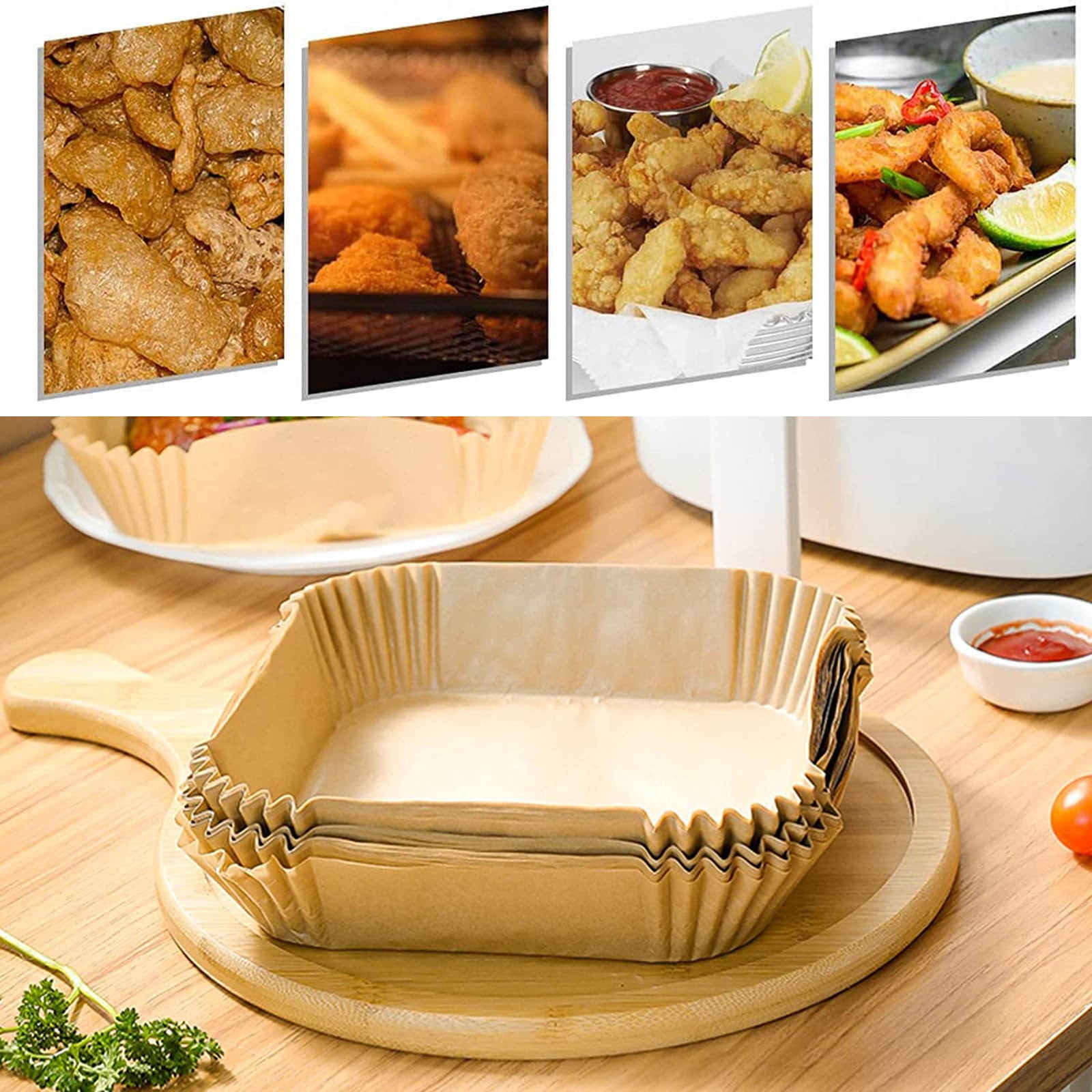 LYCAQL Disposable Paper Liners 200 Pcs Square Airfryer Parchment ...