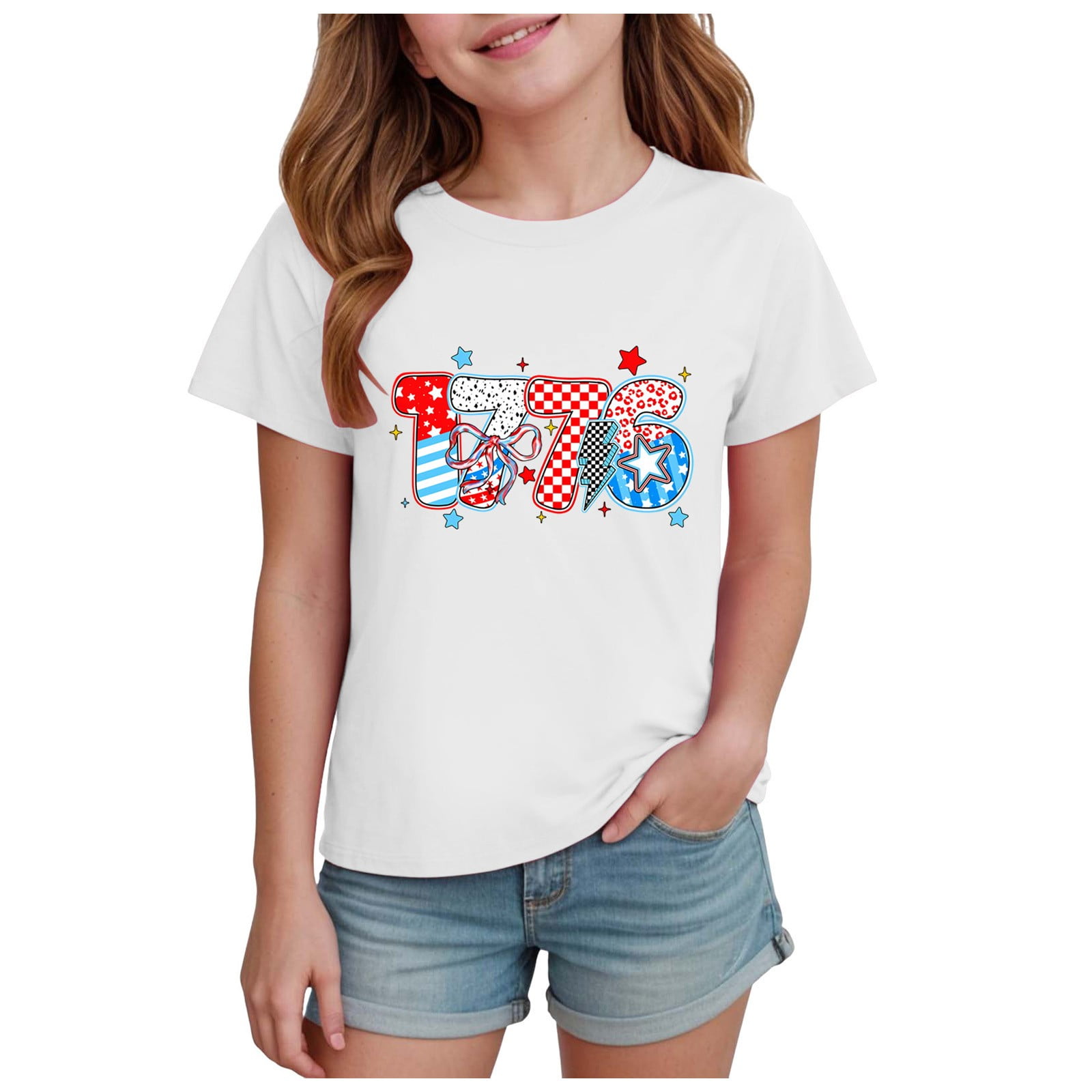 LYCAQL Girls 4th of July T-Shirt Kids USA Shirt for Girls 4th of July ...