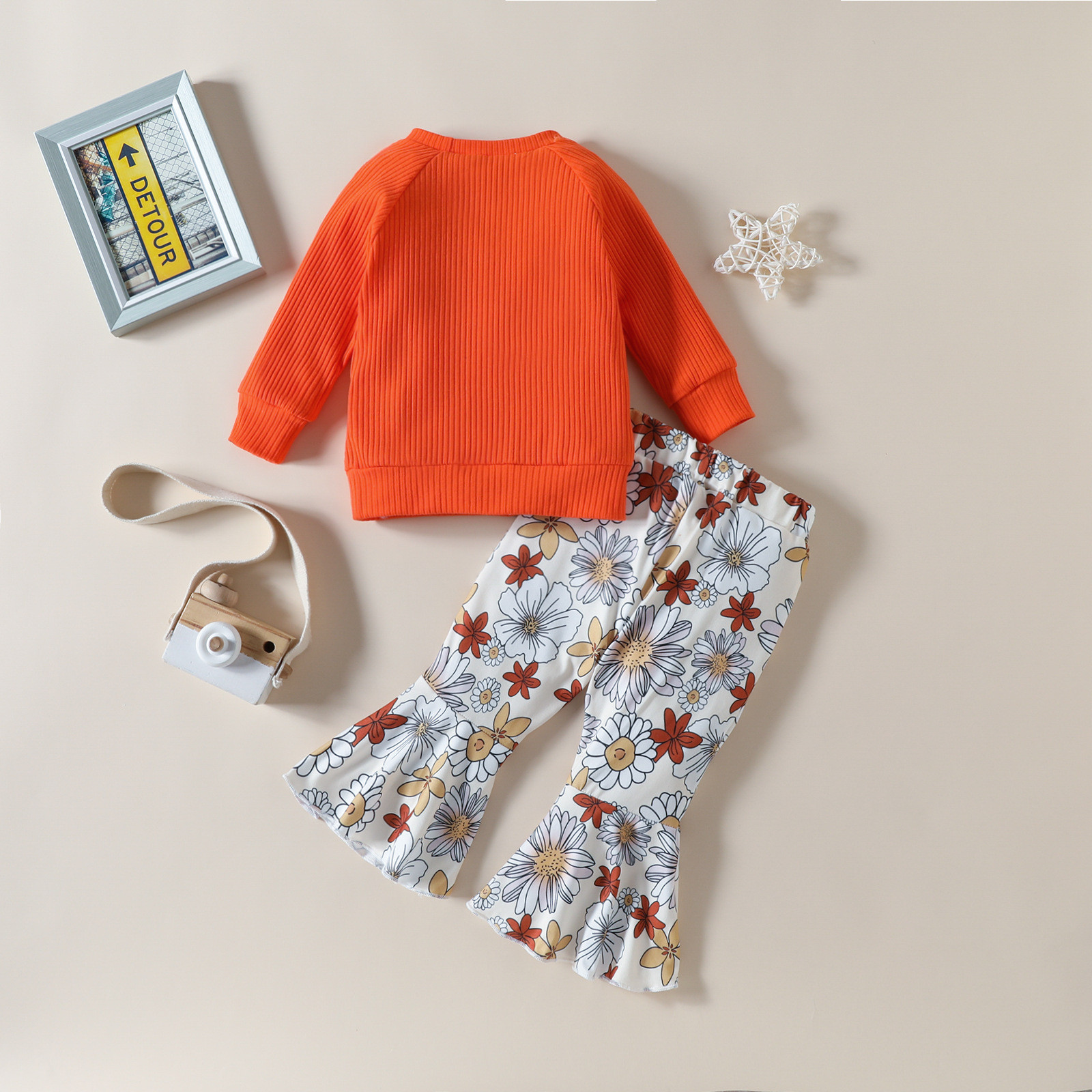 LYCAQL Girls Clothes Outfit Kids Toddler Baby Girls Autumn Winter Floral Letter Cotton Ribbed ...