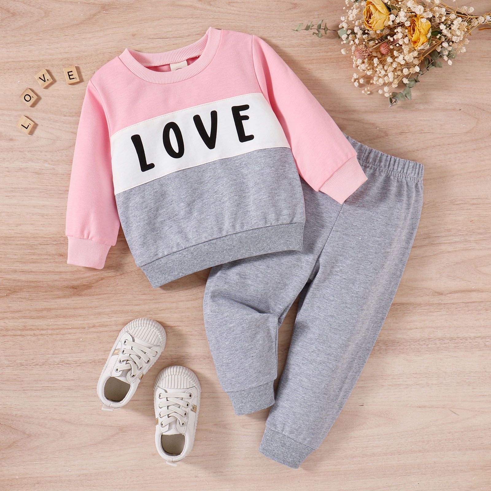 LYCAQL Girls Clothes Outfit Toddler Girls Long Sleeve Letter Printed T Shirt Pullover Tops Pants ...