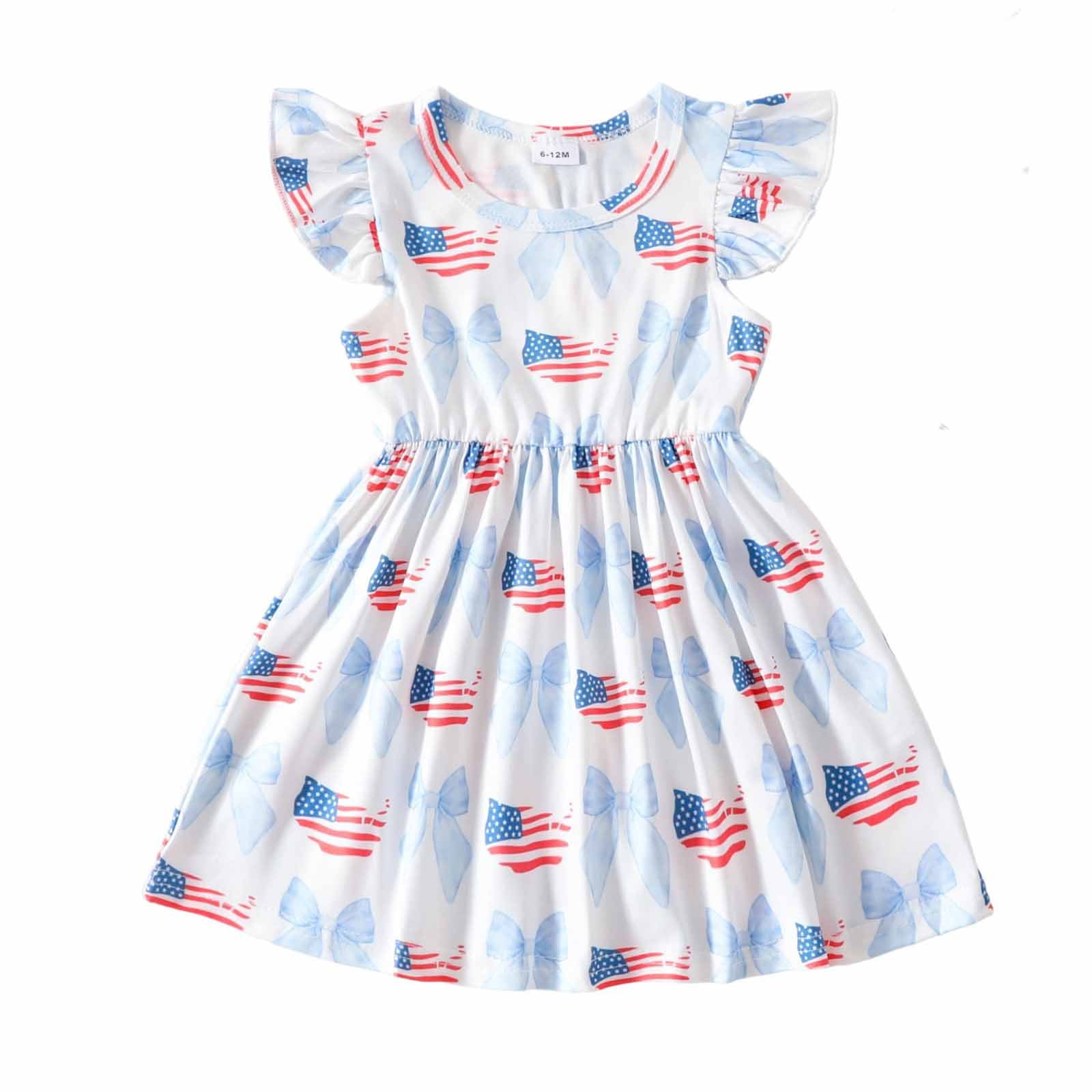 LYCAQL Girls Star Spangled Dress Girls' Matching USA Flag Dresses for ...