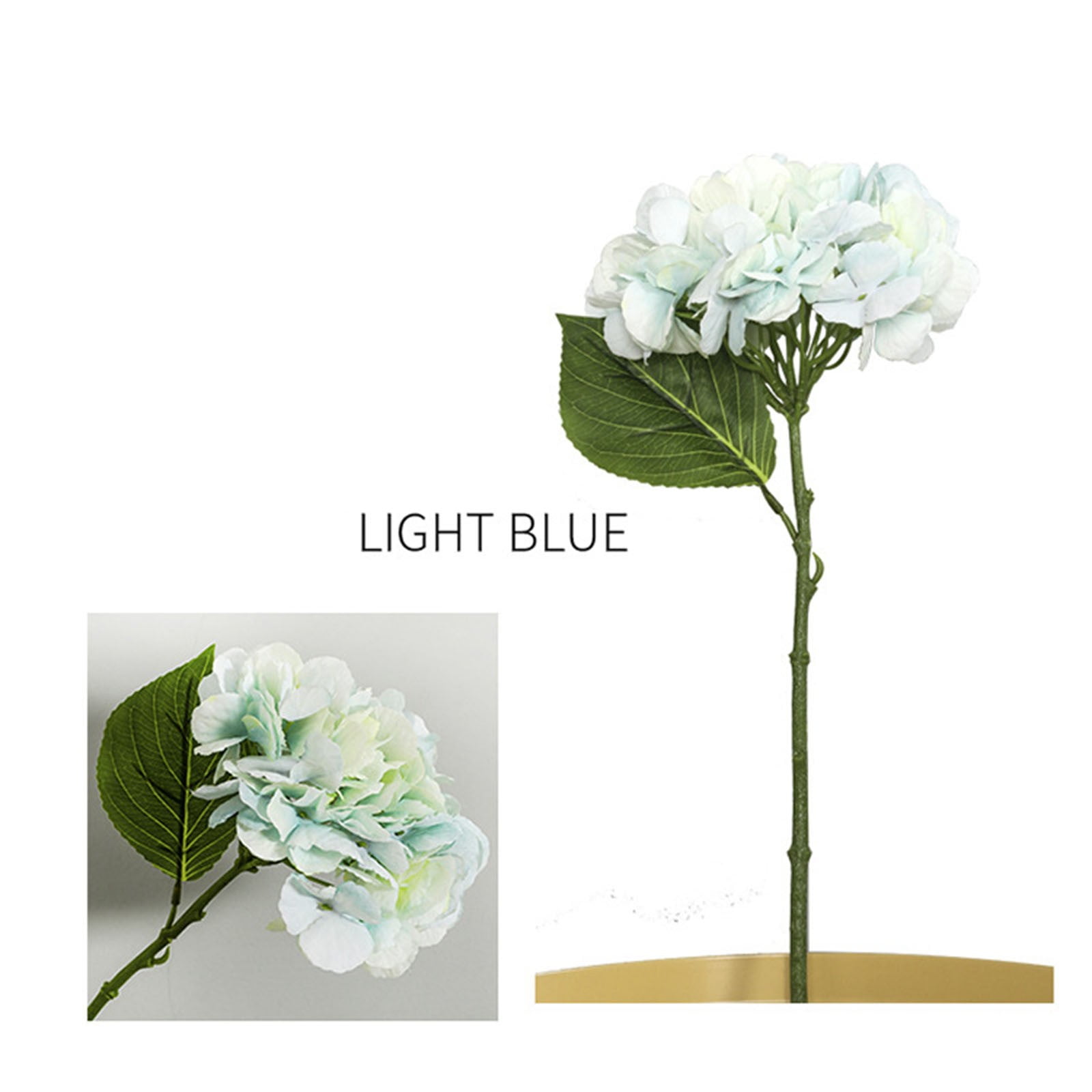 LYCAQL Hydrangea Artificial Flowers Light Blue Silk Flowers ...
