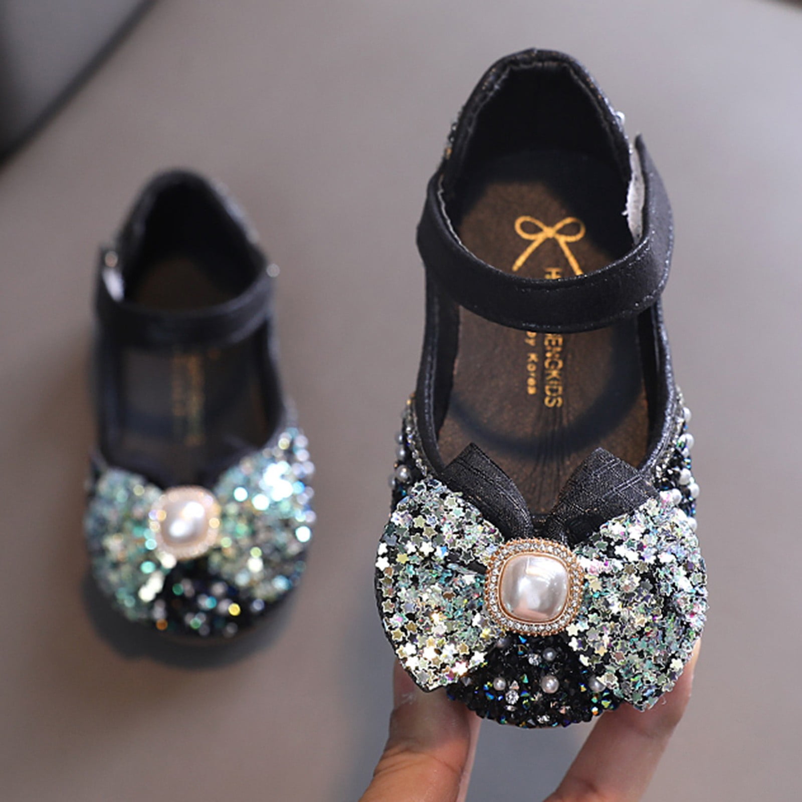 LYCAQL Kid Shoes Fashion Flat Bottom Princess Shoes with Diamond Single ...