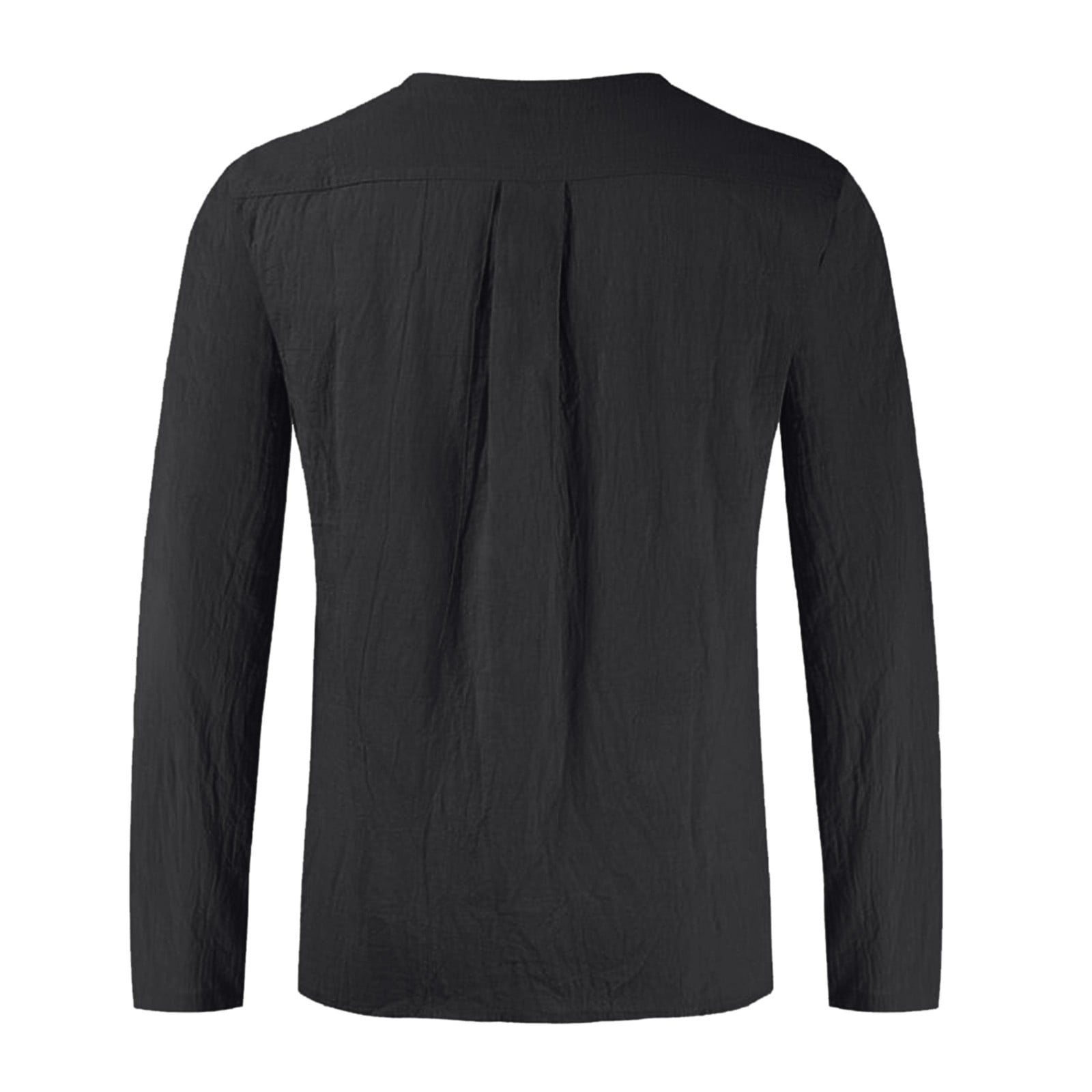 Lycaql Mens Shirts Mens T Shirt Solid Color Long Sleeved Loose Stand