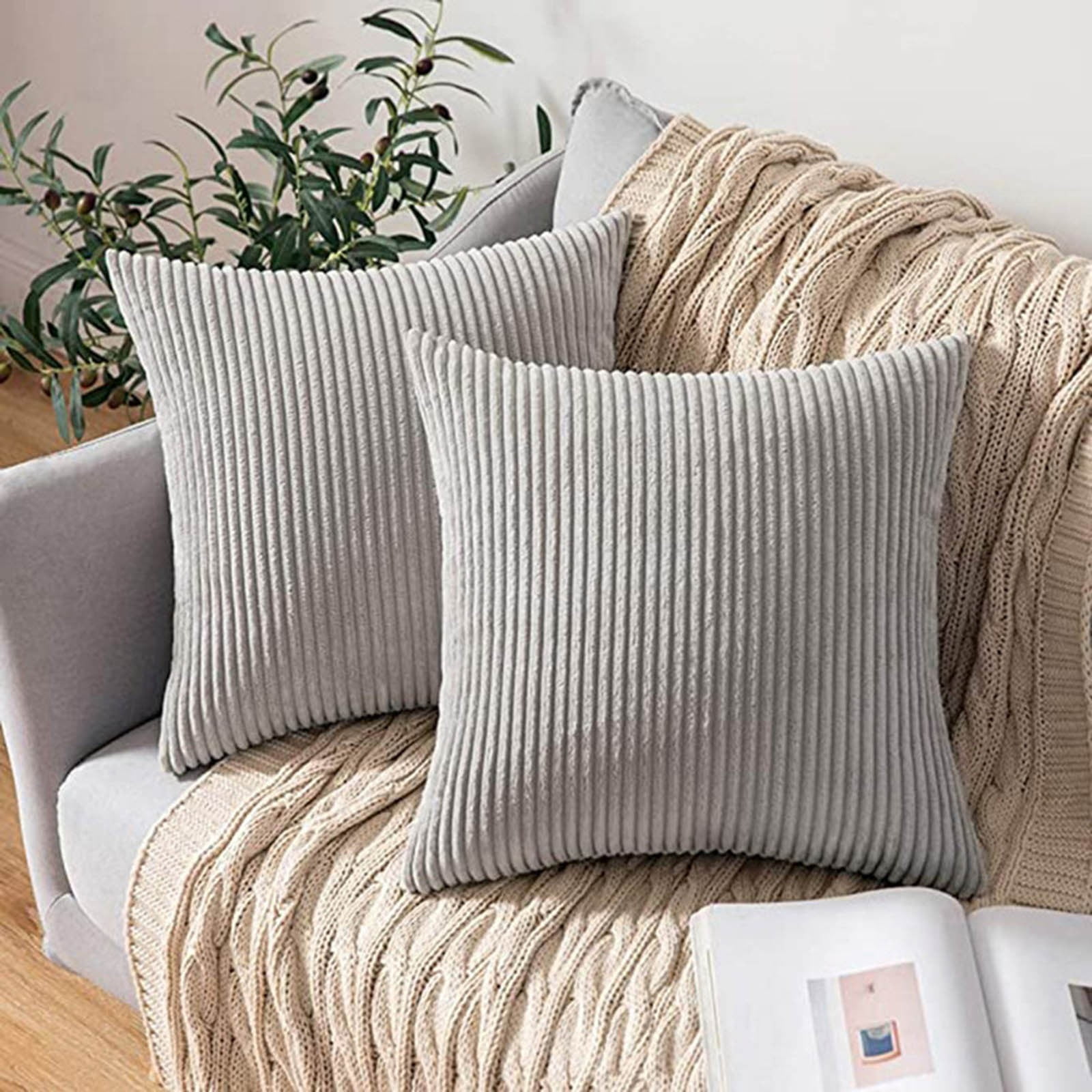 LYCAQL Pack of 2 Pillow Covers 18 x 18 Inch Olive Green Super Soft ...