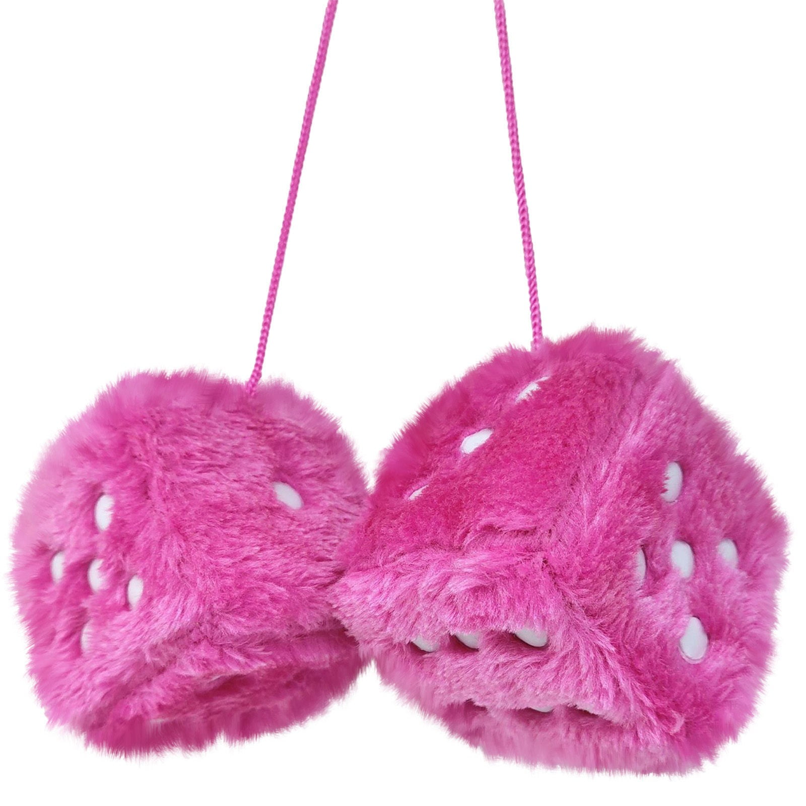 LYCAQL Pair of 3 Inch Square Black Hanging Fuzzy Dice with White Dots ...