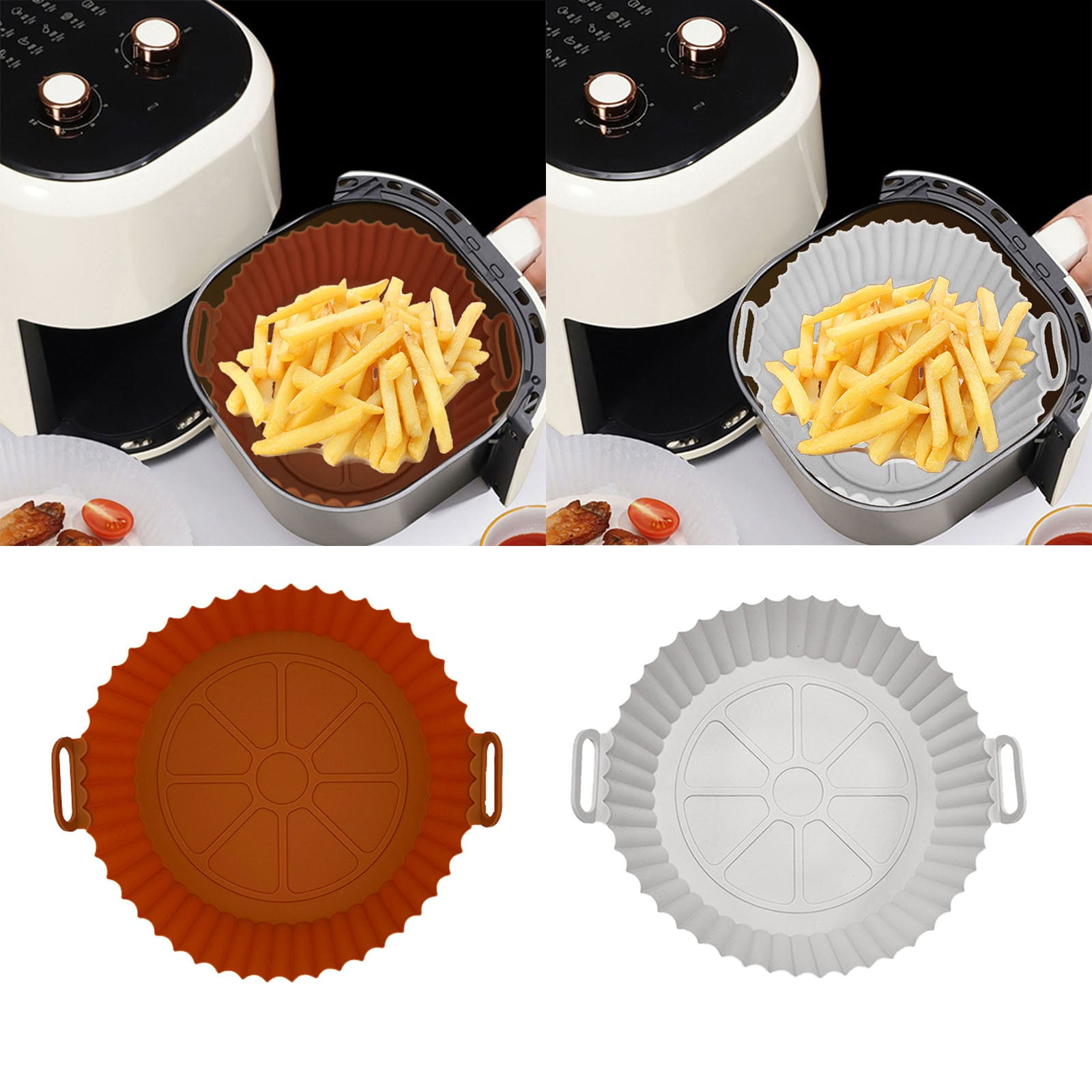 LYCAQL Silicone Air Fryer Liners Reusable Airfryer Liners 2 Pack ...