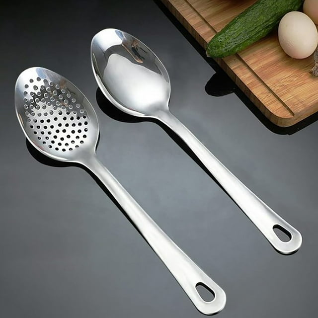 LYCAQL Stainless Steel Serving Spoon and Slotted Serving Spoon 10 ...