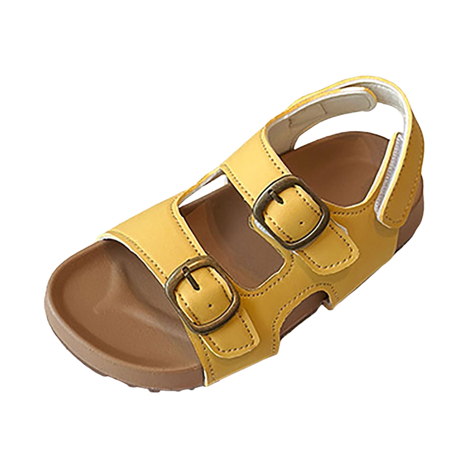 LYCAQL Toddler Sandals Girls Cork Footbed Sandals Kids Adjustable Back ...
