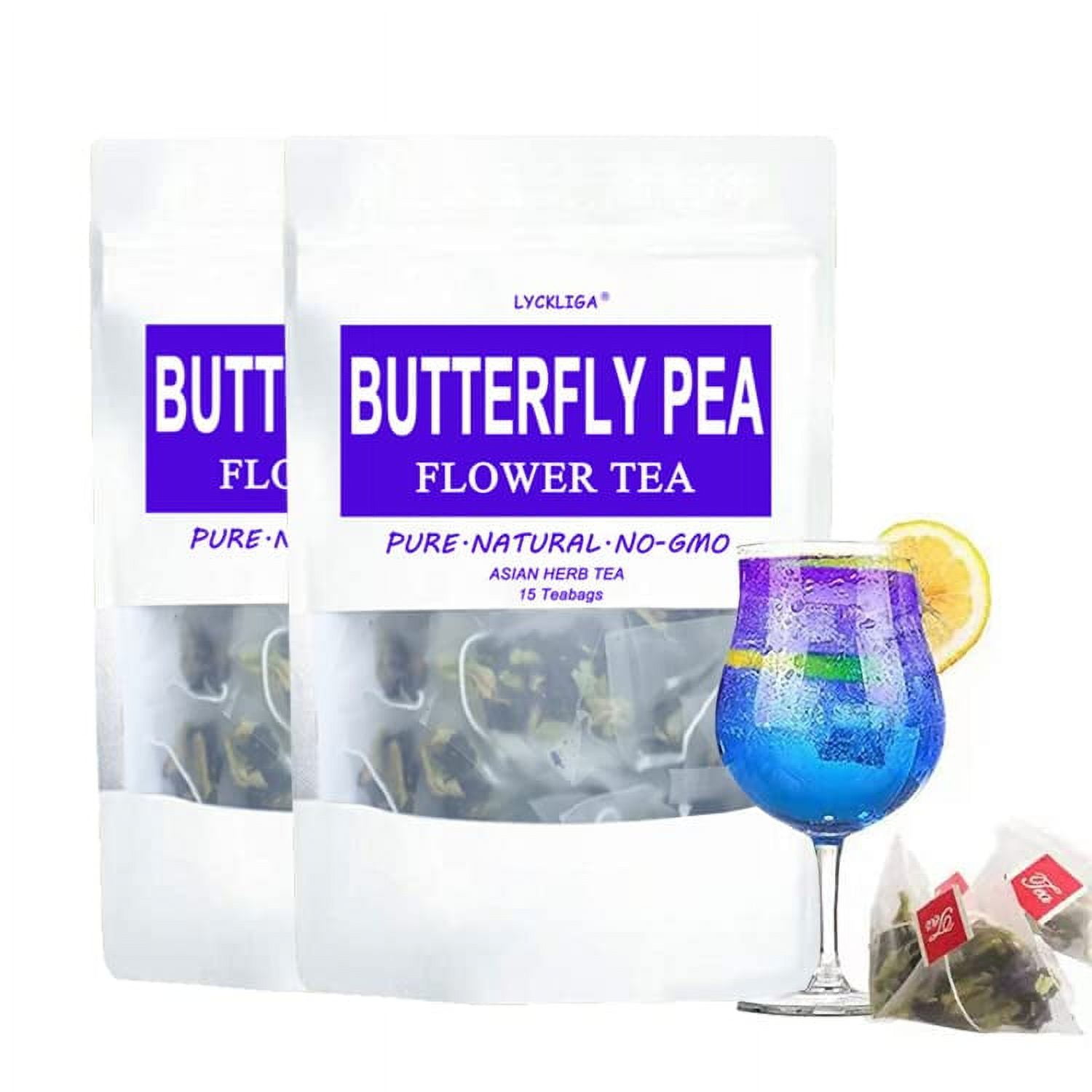 LYCKLIGA - Butterfly Pea Flower Tea, Premium Dried Butterfly Pea Tea ...