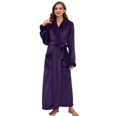 Pavilia Women’s Fleece Robe Purple Long Plush Cozy Lightweight Fluffy ...