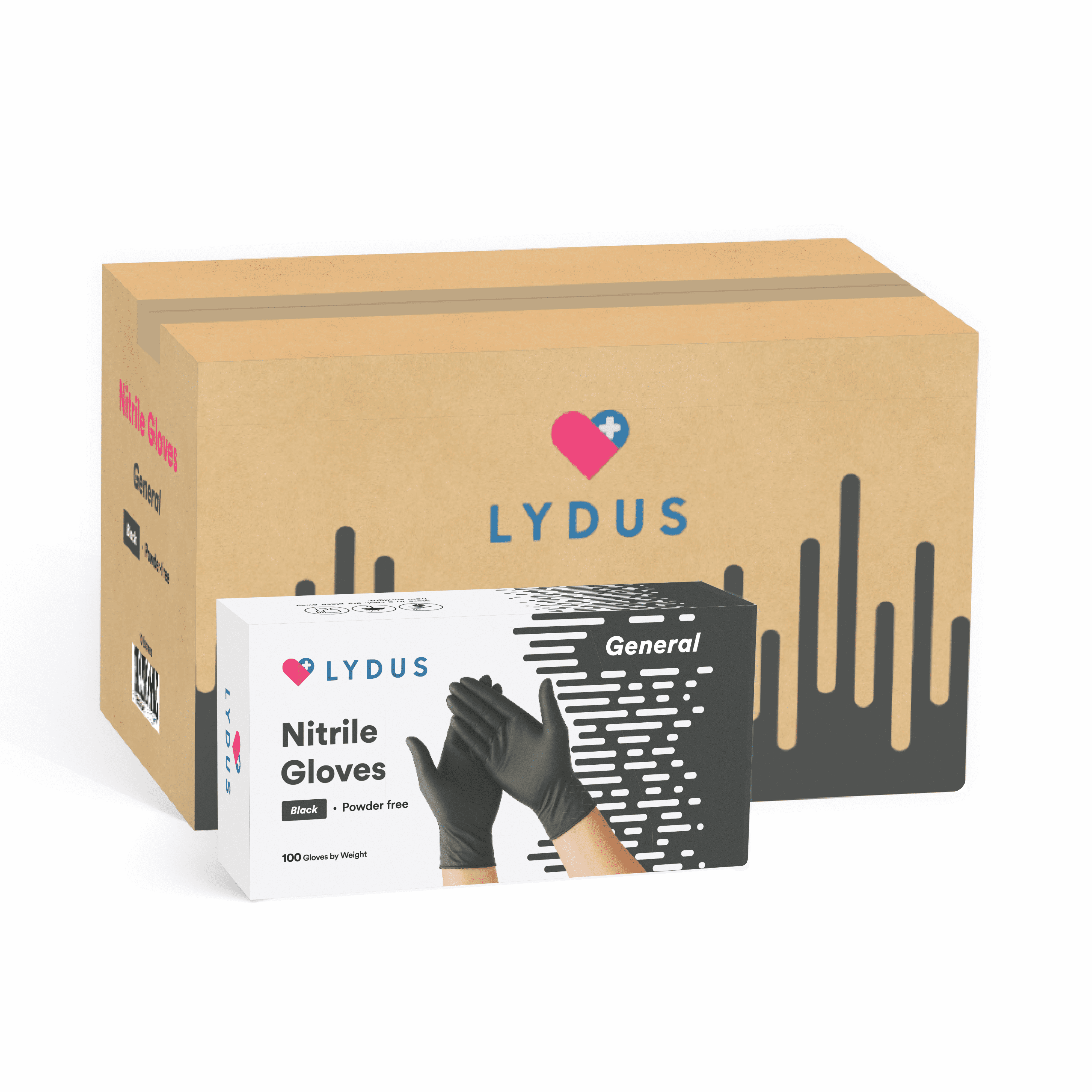 LYDUS™ Black Nitrile Gloves (5 Mil) – General series [1 Case] (Medium ...
