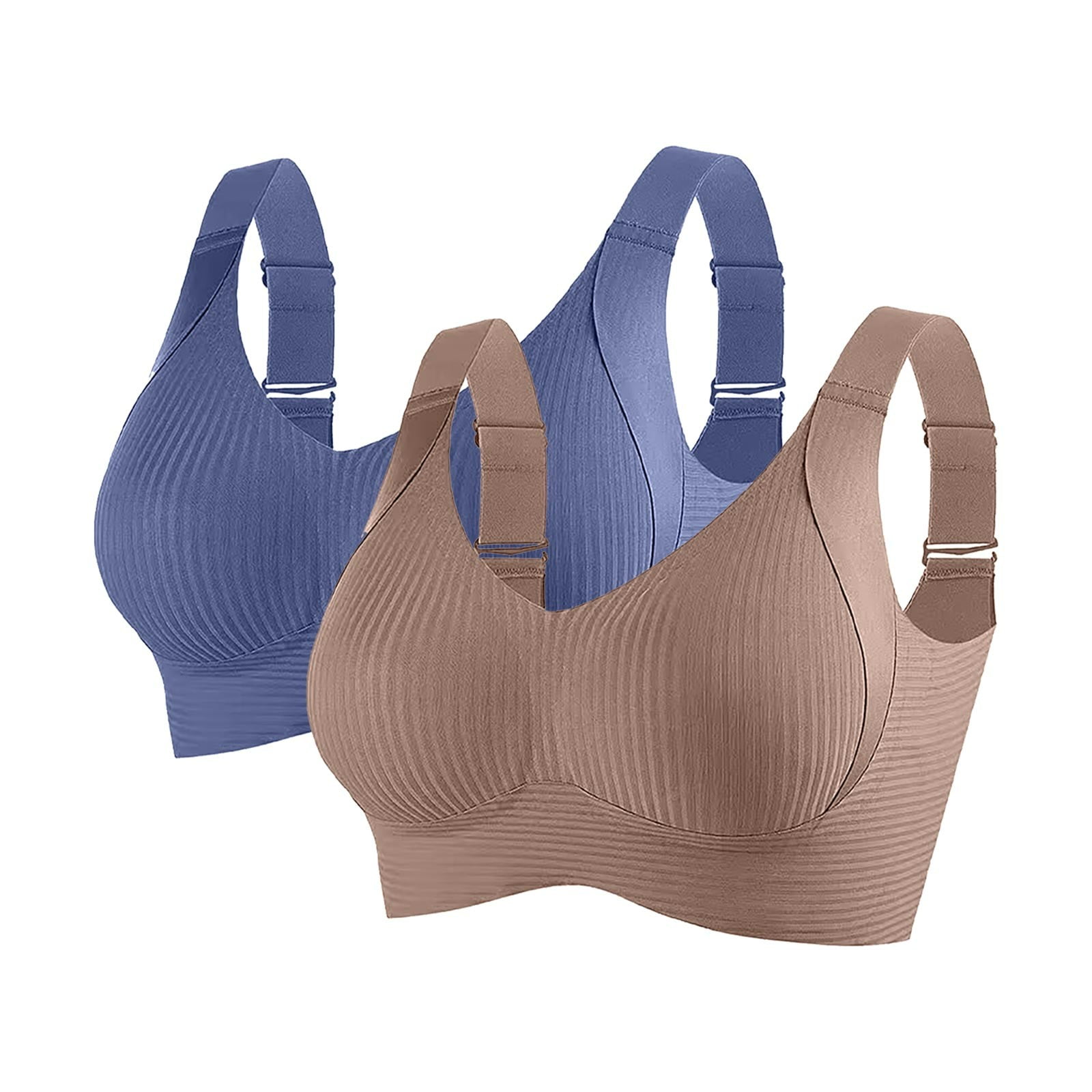LYEAA 2PC Womens Sports Bras Plus Size Wireless Push Up Bras Breathable ...