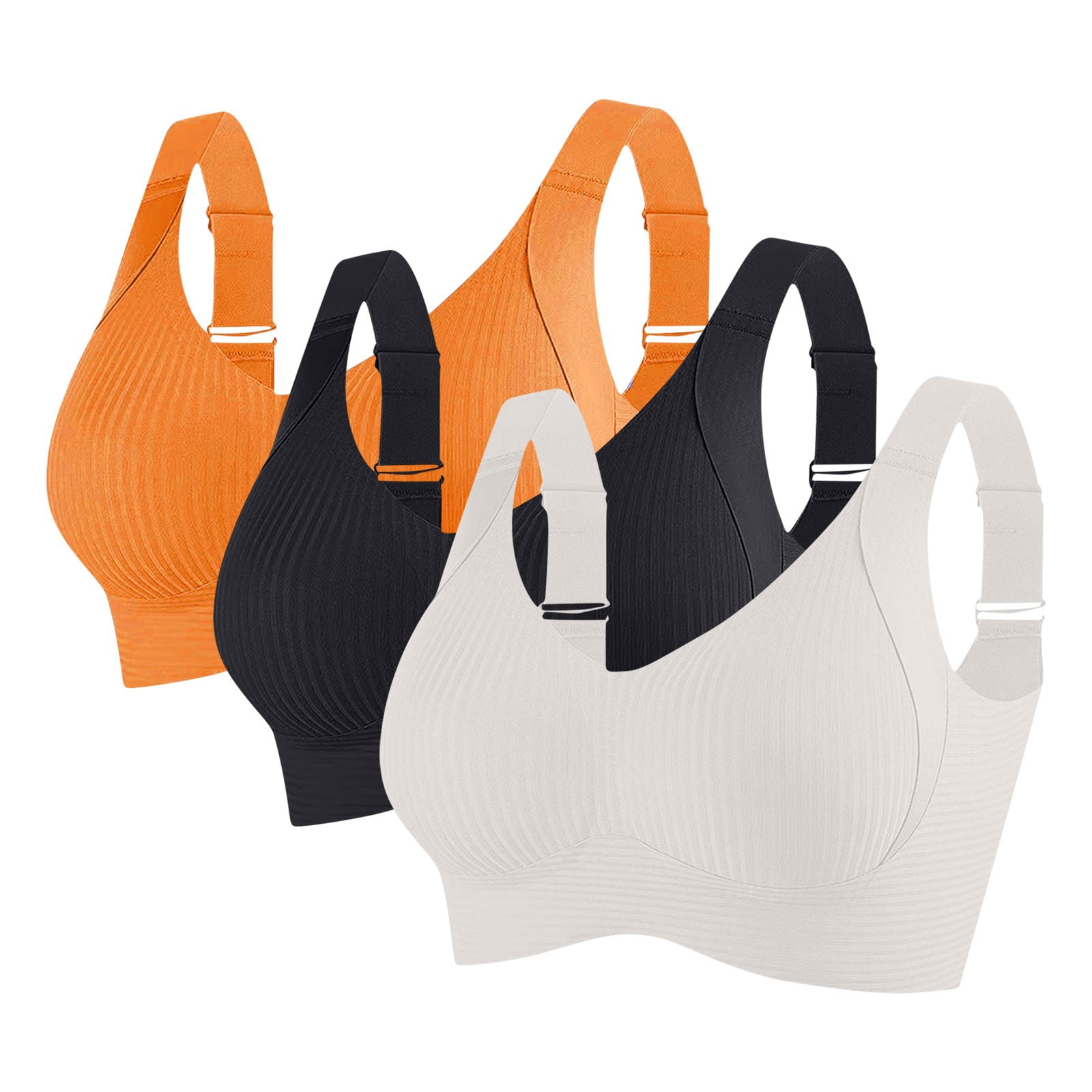 LYEAA 3PC Running Sports Bras for Women Plus Size Wireless Push Up Bras ...