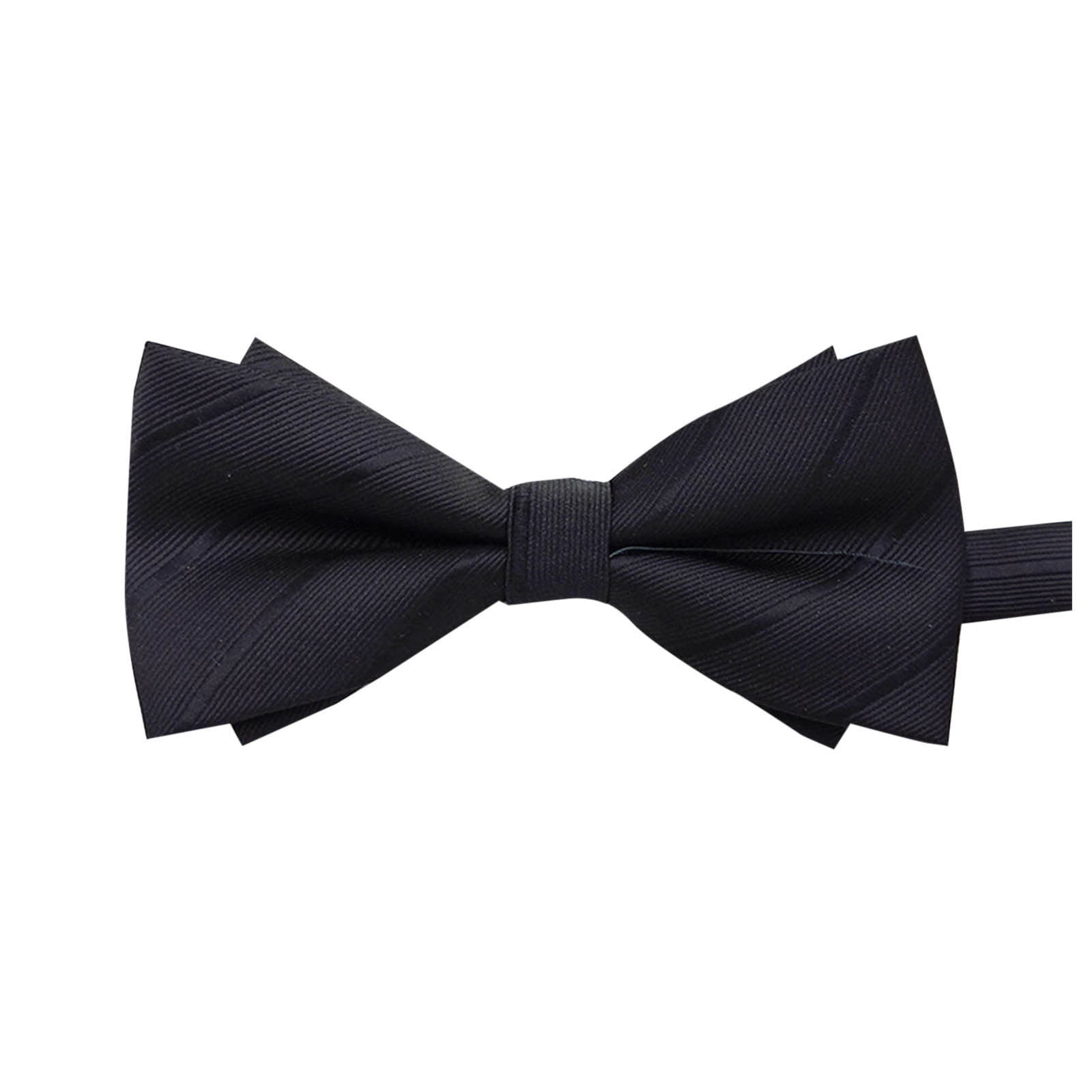 LYEAA Bow Tie for Mens Suit Solid Double Fold Neckties Business Formal ...