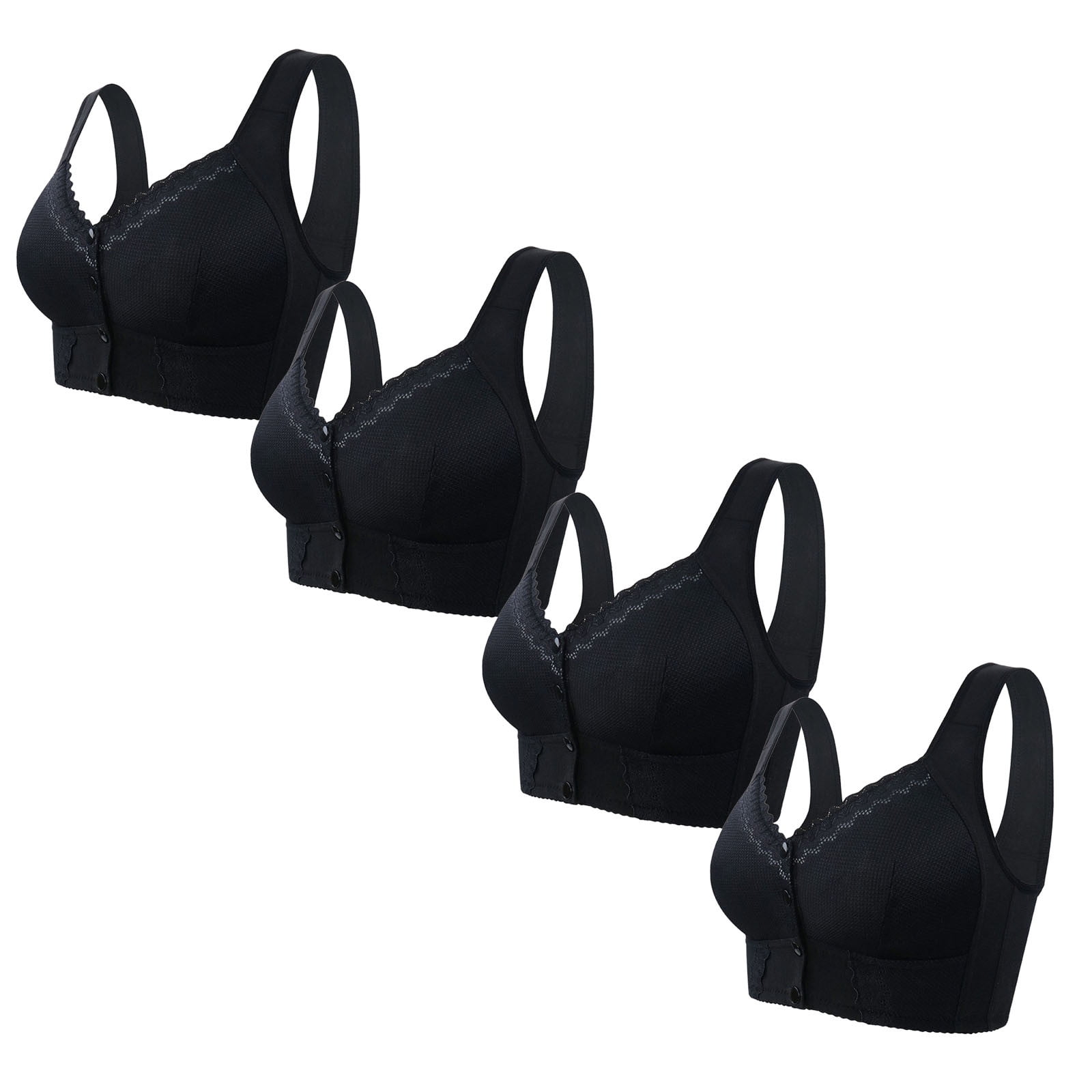 LYEAA Bras for Older Women Plus Size 4 Pack No Wire Wirefree Everyday ...