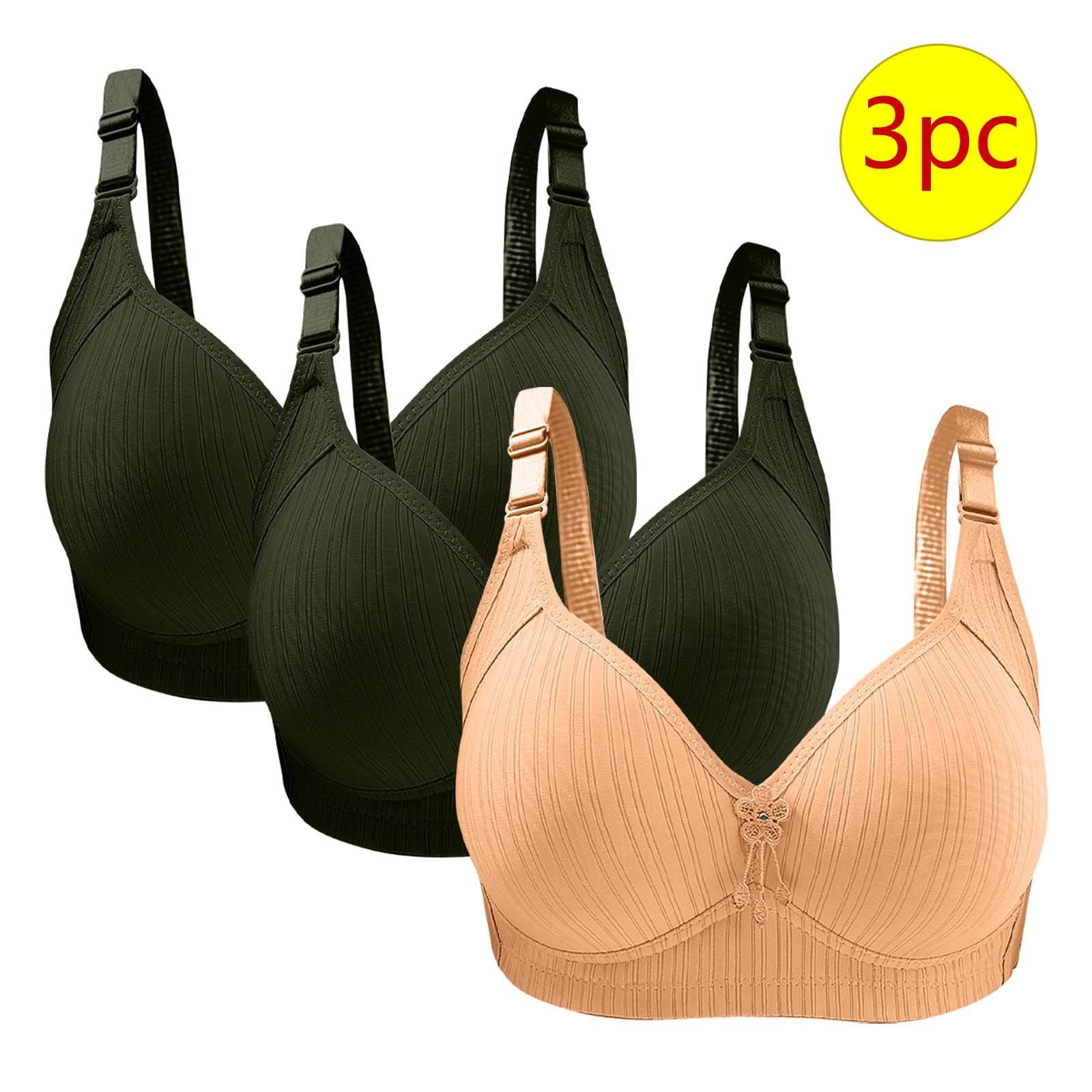 LYEAA Bras Wireless for Women 3 Pack of Push Up No Wire Bra Full Figure ...