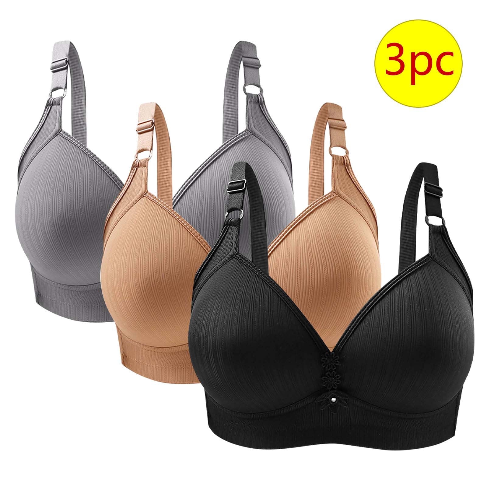 LYEAA Bras for Women Wireless 3 Pack Push Up No Wire Bra Full Figure ...