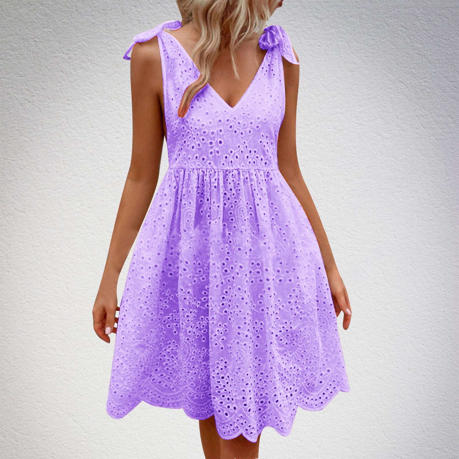 LYEAA Casual Dresses for Women Short Sleeveless Plus Size Elegant Loose ...
